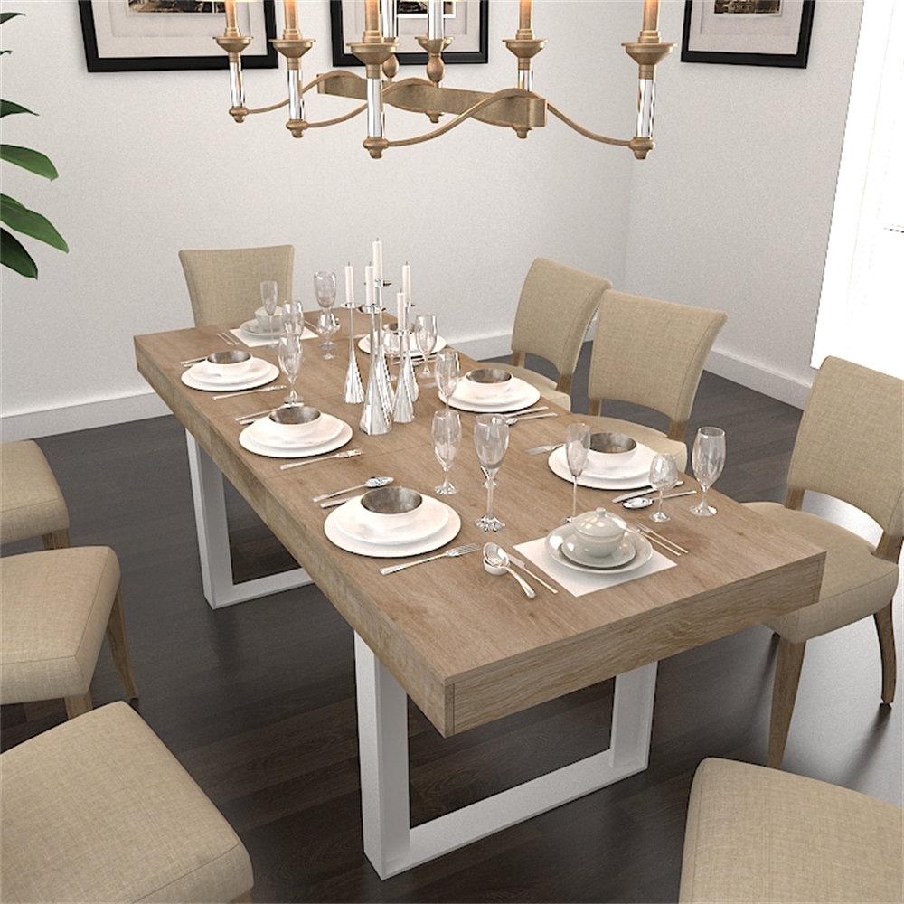17 Stories Table de salle à manger extensible Modern Farmhouse pour 6 à ...