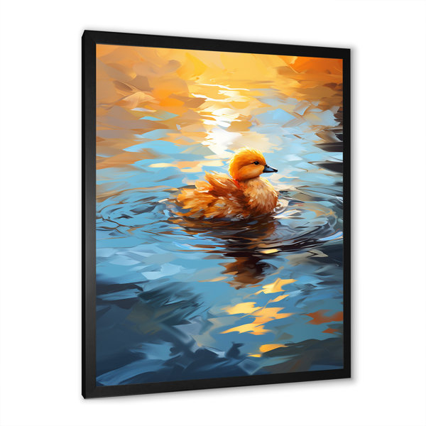 August Grove® Yellow Duck Morning Quack Lake - Duck Animal Wall Art ...