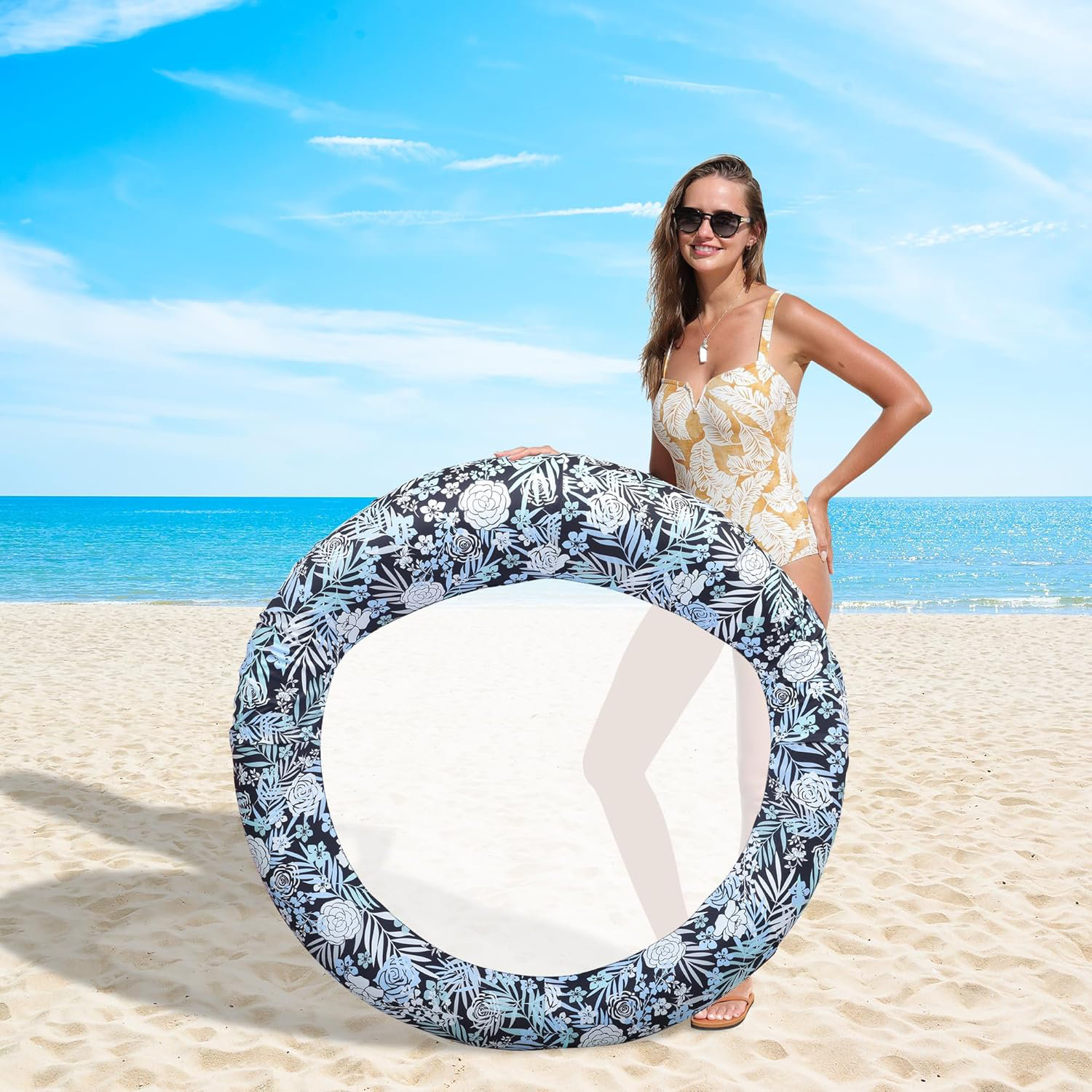 Utibia Inflatable Pool Floats for Adults, Fabric Covered Pool Chair ...