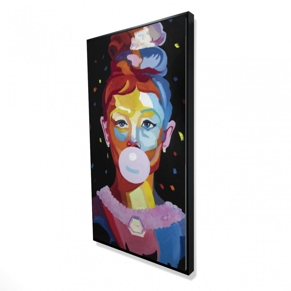 Everly Quinn Colorful audrey hepburn portrait with bubblegum - 24"x48 ...