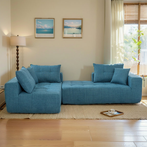 Latitude Run® L-Shaped Sectional Sofa Set -Linen Upholstery,For Living ...