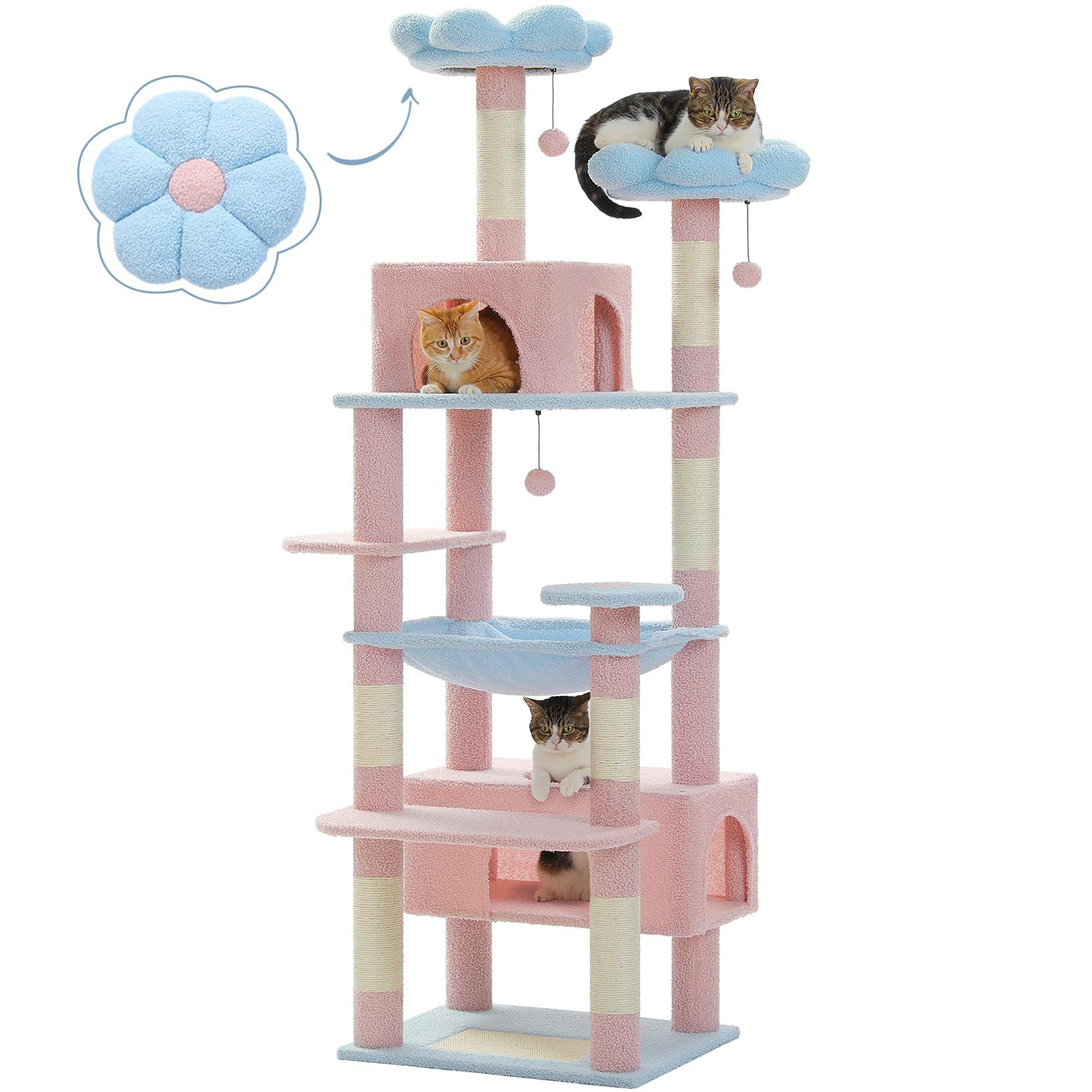 Tucker Murphy Pet™ Flower Cat Tree, 72 Inches Large Cat Tower With ...