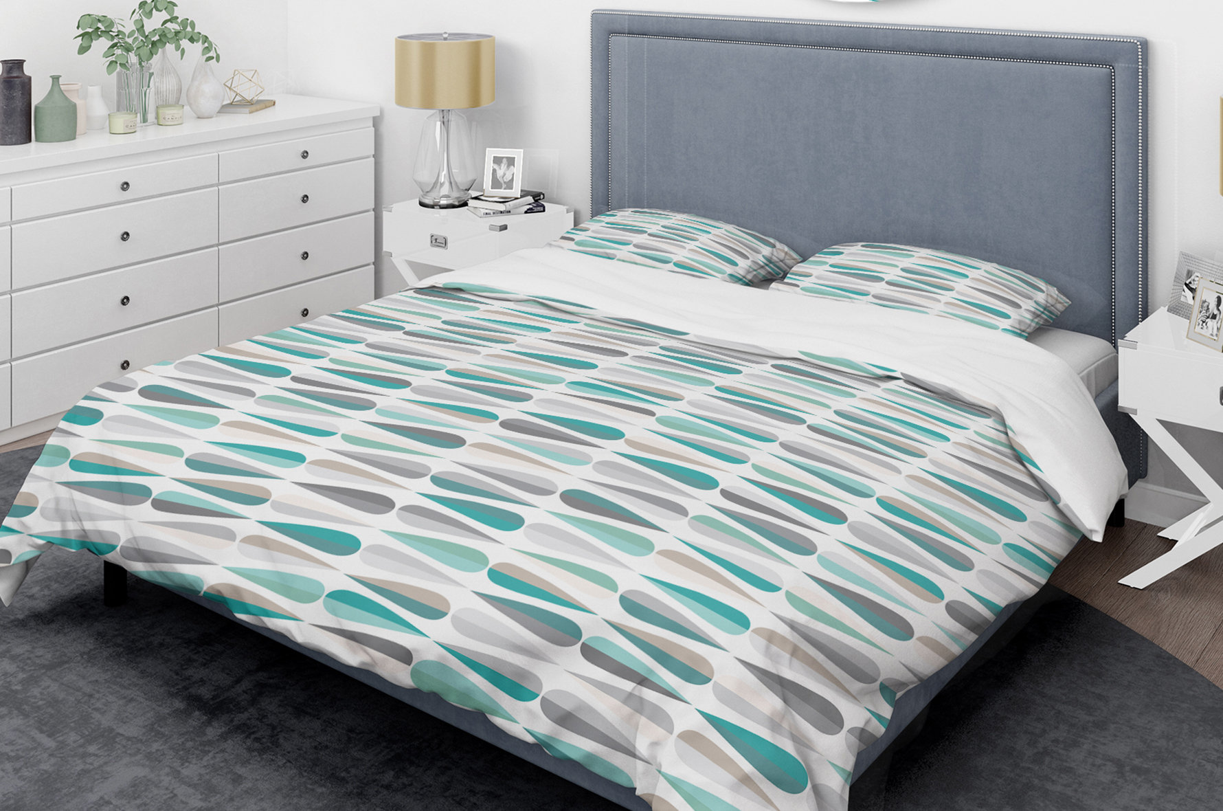 Design Art Abstract Blue Microfiber Modern & Contemporary Duvet Cover ...
