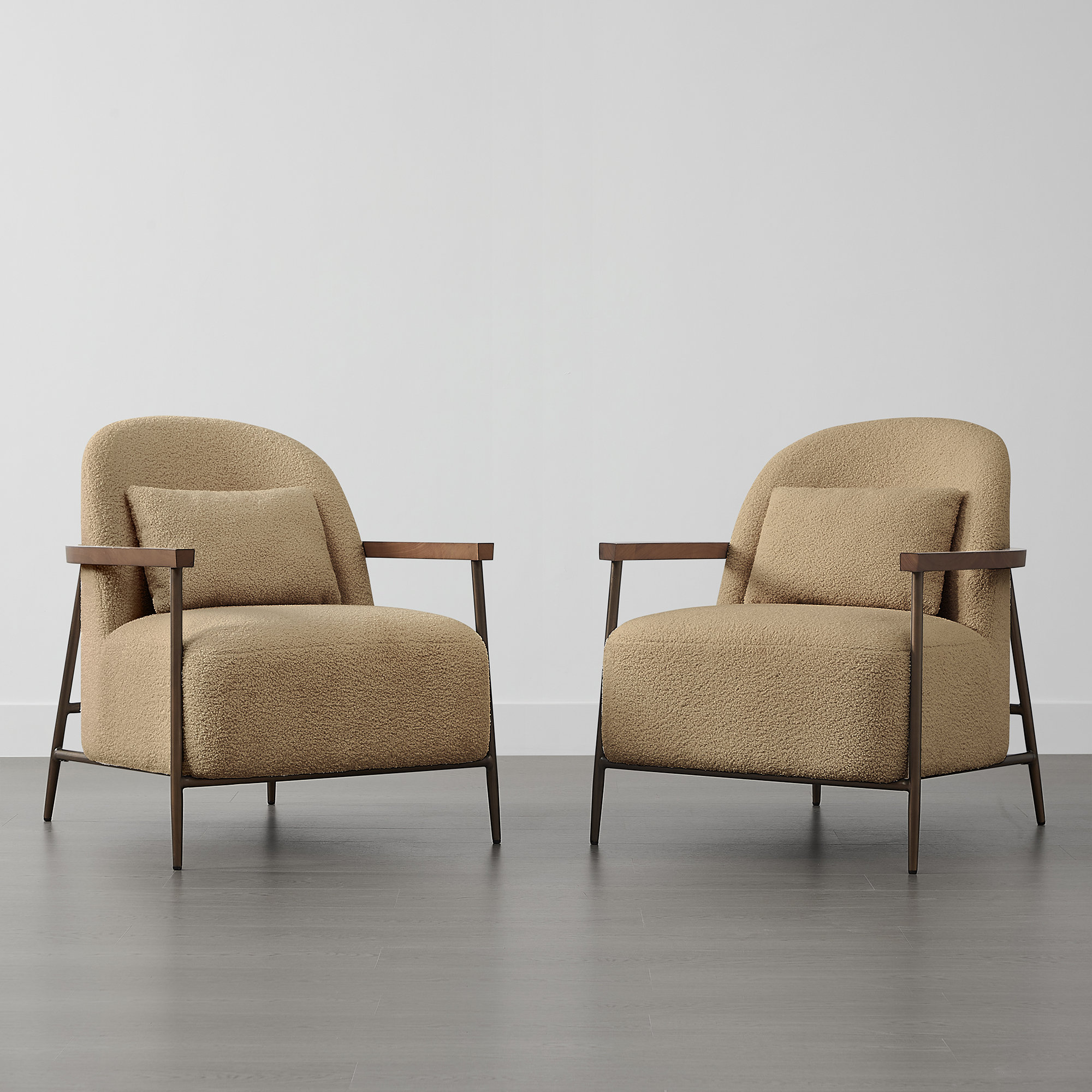 George Oliver Ashwanth 27" Wide Upholstered Faux Sherpa Accent Chair With Lumbar Pillow ...