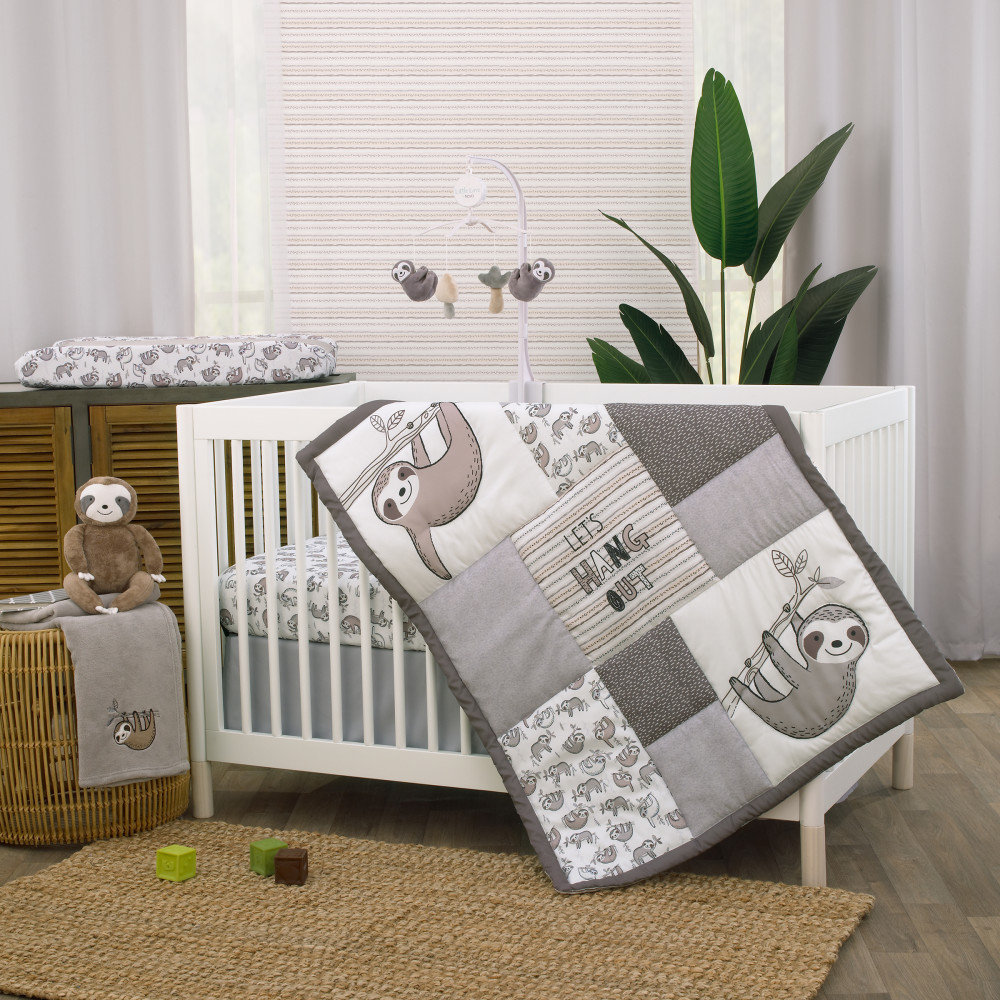 Indigo Safari Nojo Sloth Let's Hang out 3 Piece Crib Bedding Set ...