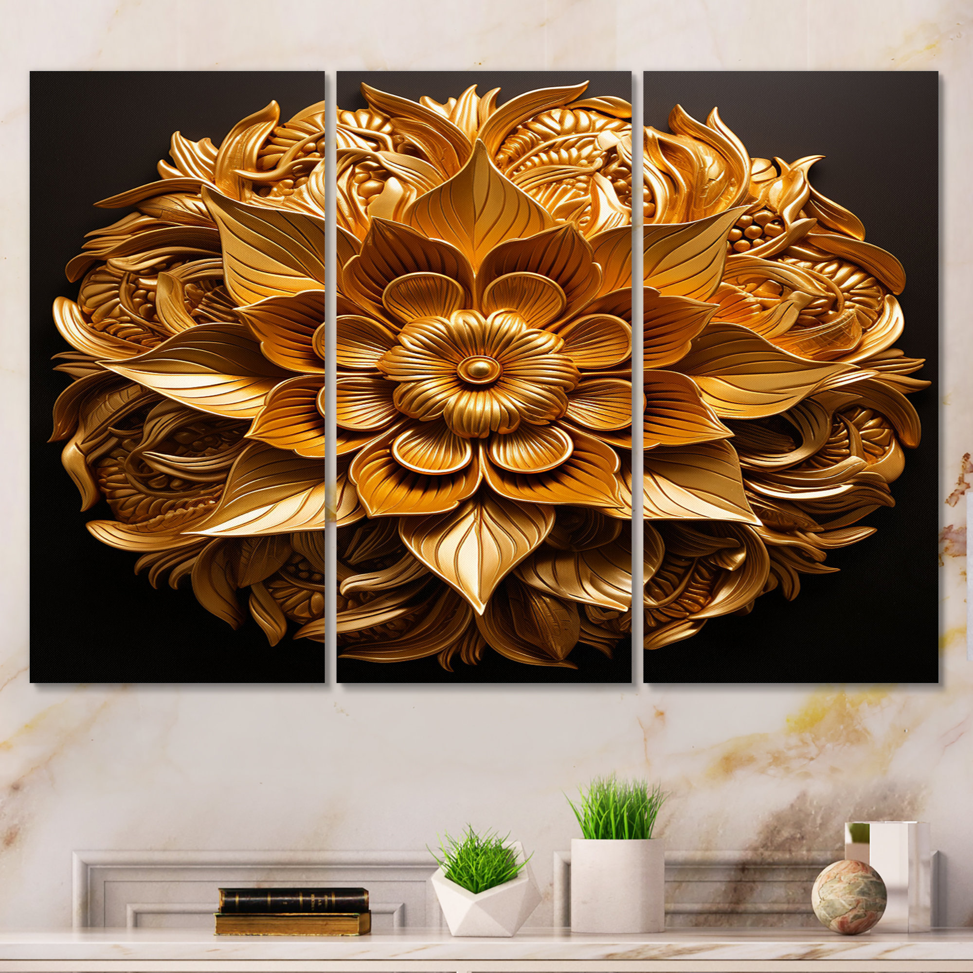 Design Art Abstract Golden Sunflower Glam Blooming - Sunflower Canvas ...