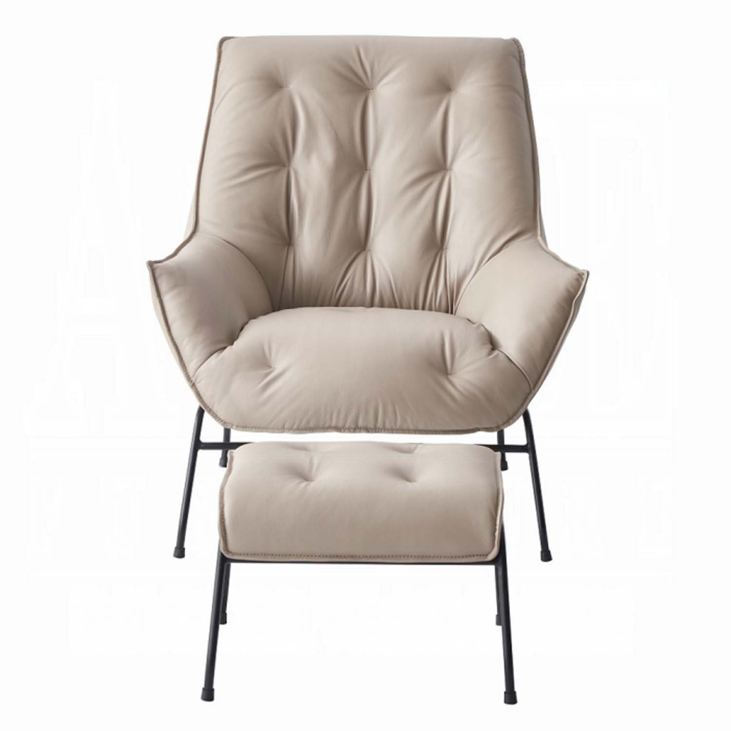 Corrigan Studio® Zusa Accent Chair & Ottoman, Khaki Top Grain Leather ...