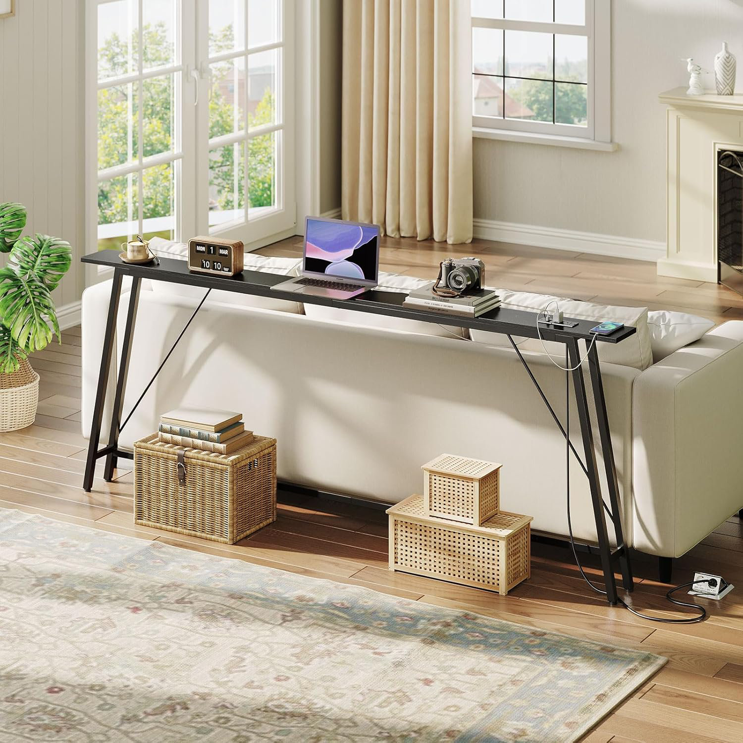 17 Stories 78.7" Skinny Console Table With Power Outlets - Wayfair Canada