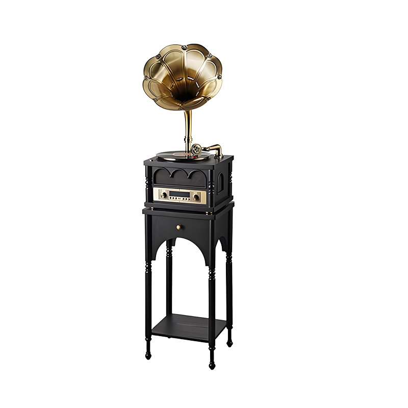 FECOPT Retro Black vinyl Decorative Media Players with Bluetooth ...