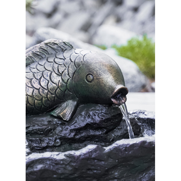 Highland Dunes Shanice 12" Outdoor Freestanding Fish Spitter Water ...