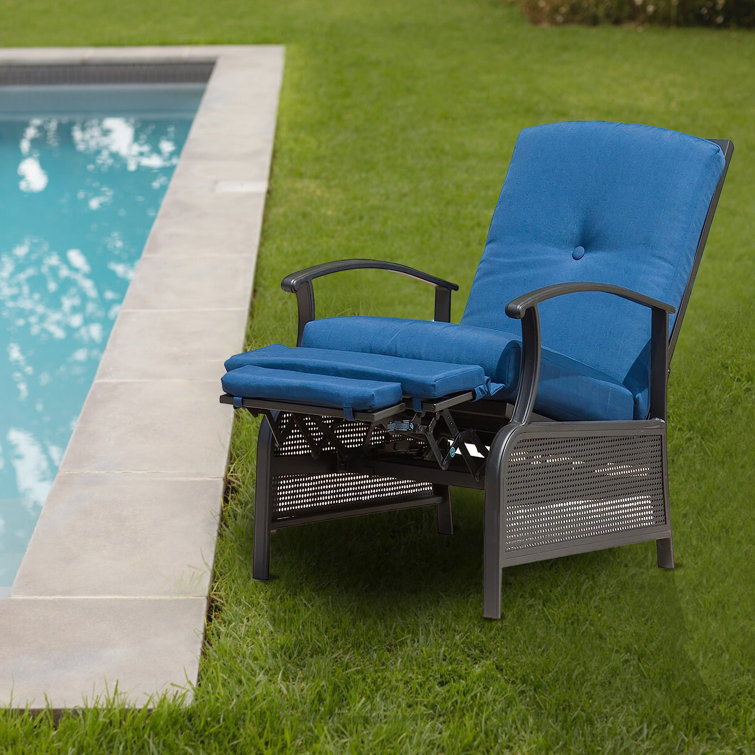 Red Barrel Studio® Khaki Outdoor Recliner Chair With Removable Cushion ...