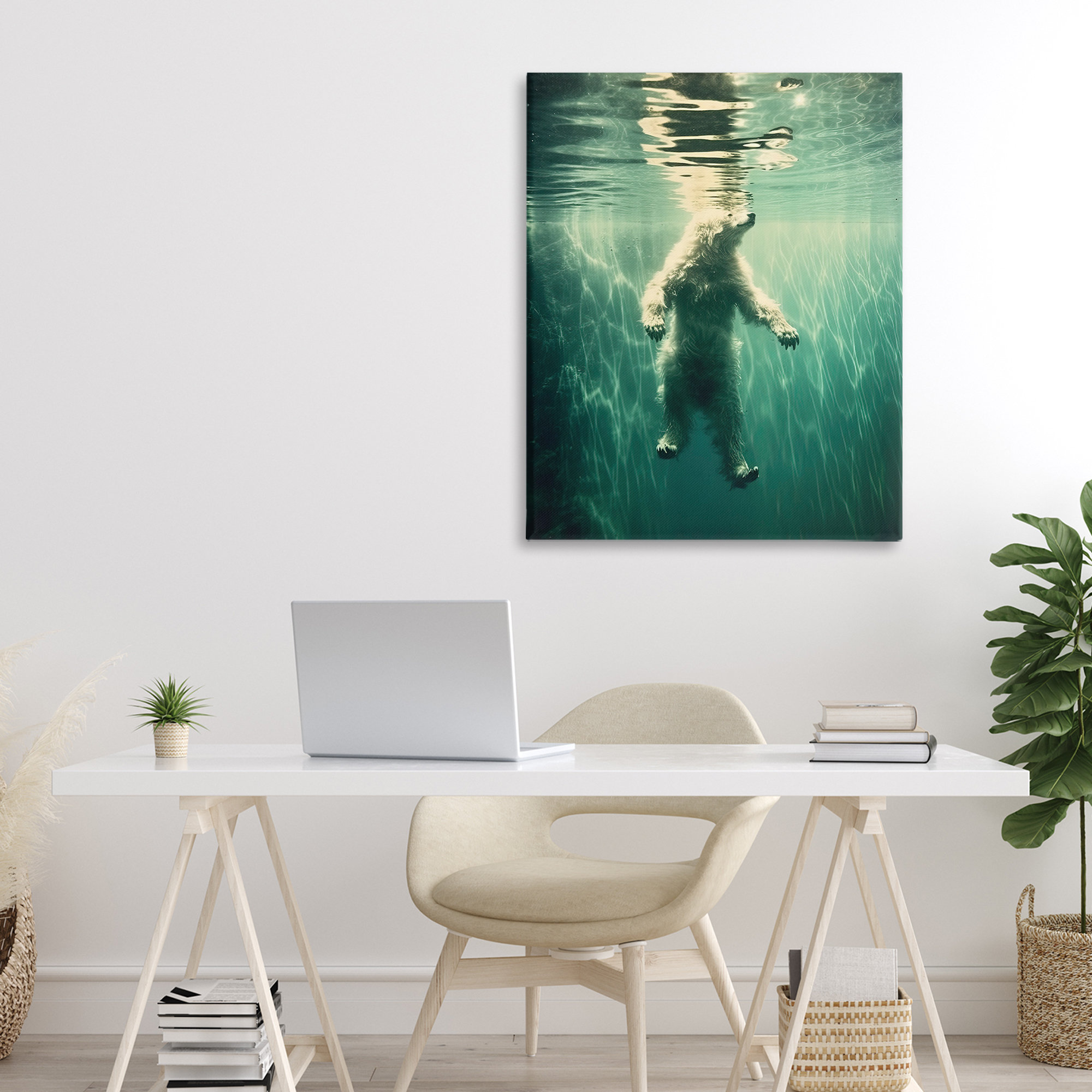 Ivy Bronx Floating Bear Underwater Canvas, design by Decent Exposures ...