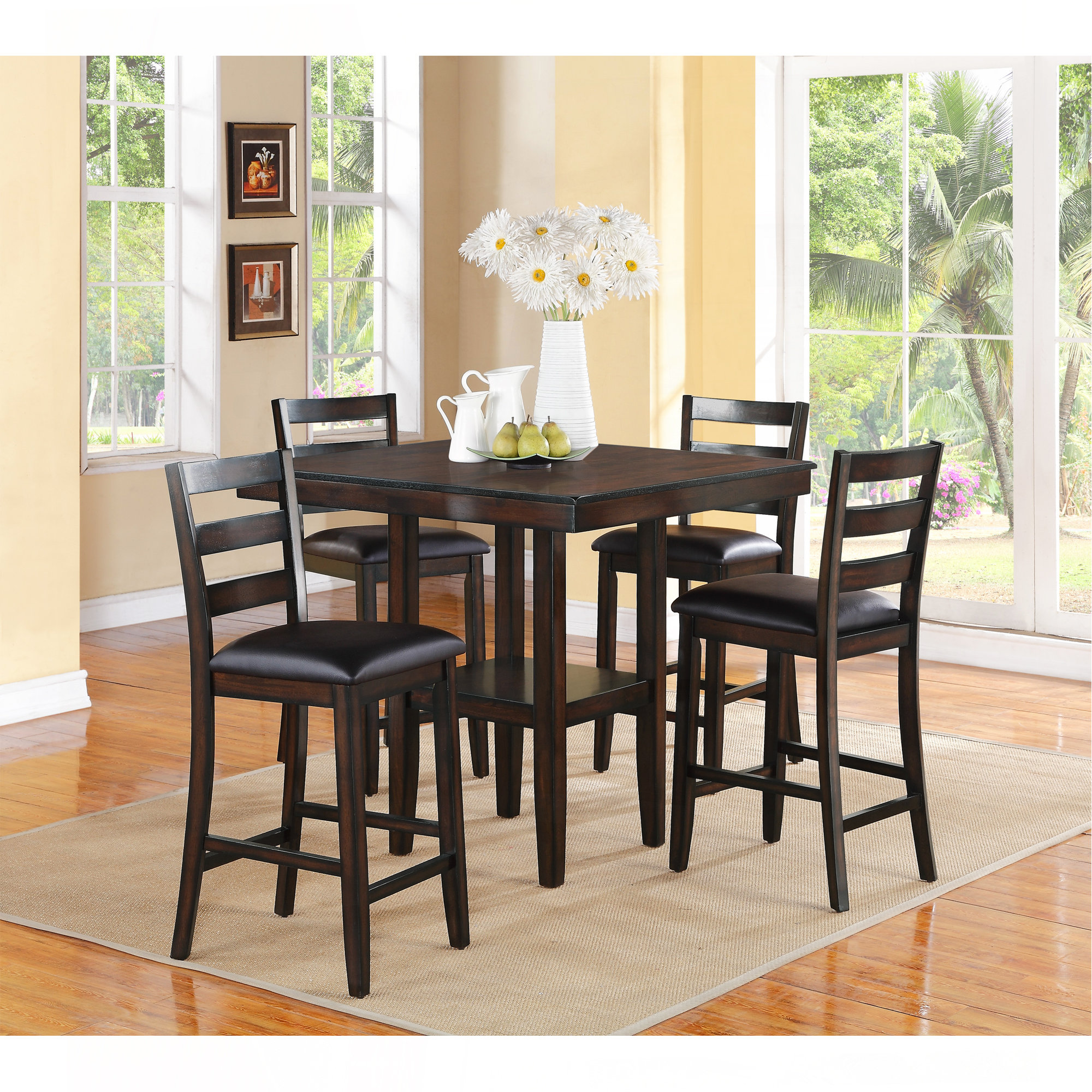 Winston Porter Rustic Farmhouse Transitional 5-Pc Counter Height Dining ...