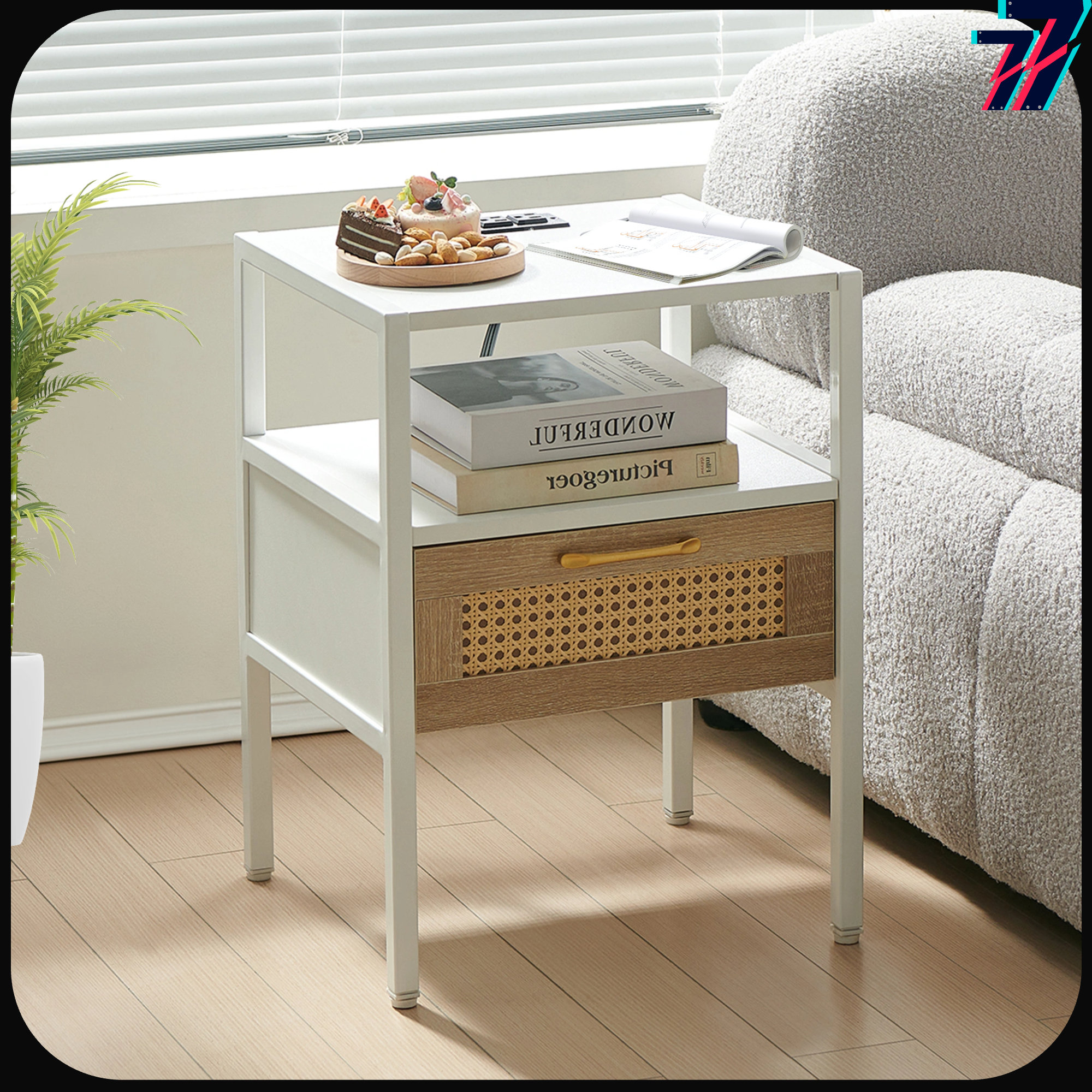 Bay Isle Home Table de bout avec rangement et prises intégrées Ajae ...