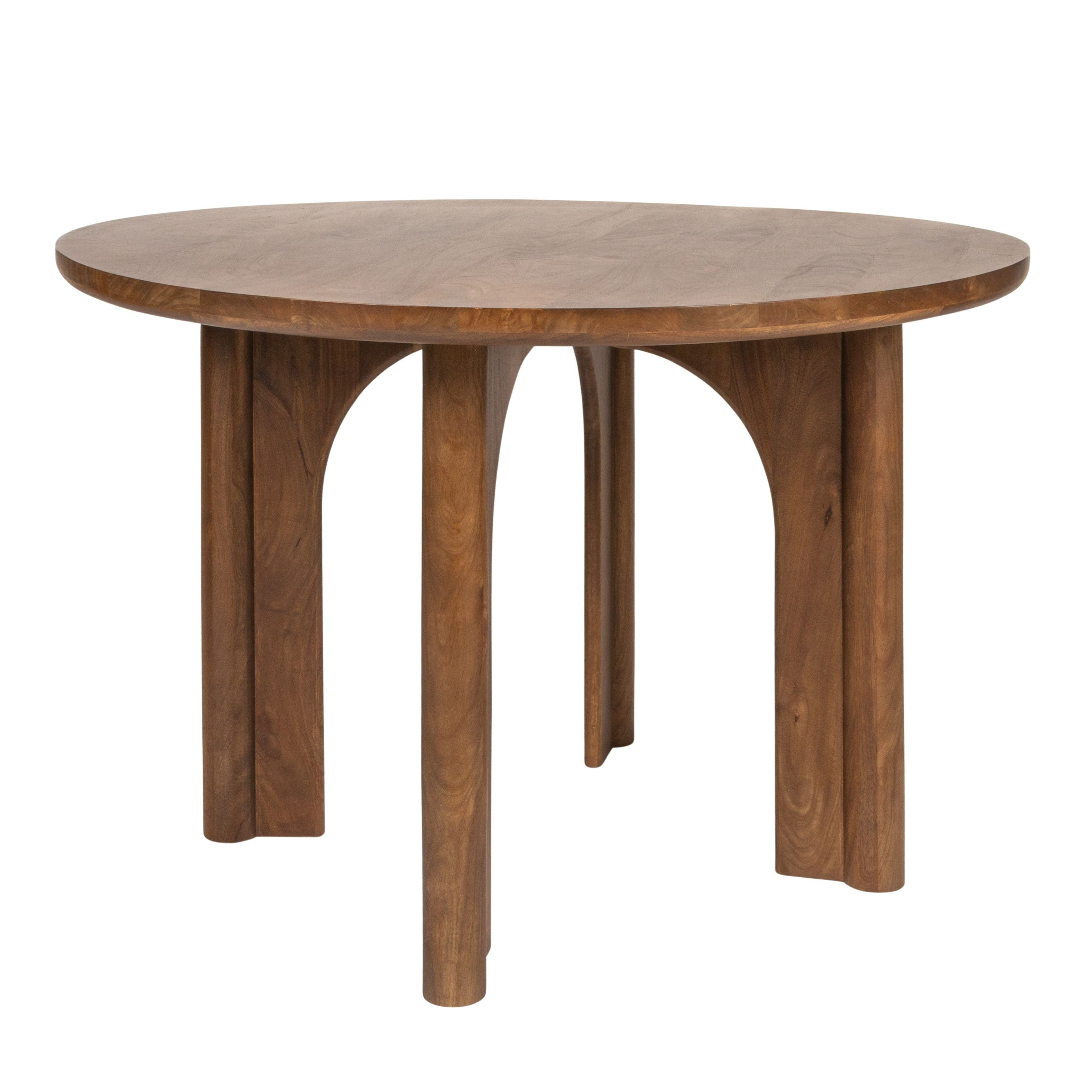 Rowena Interiors Everly Round Mango Wood Dining Table with Arched Base ...