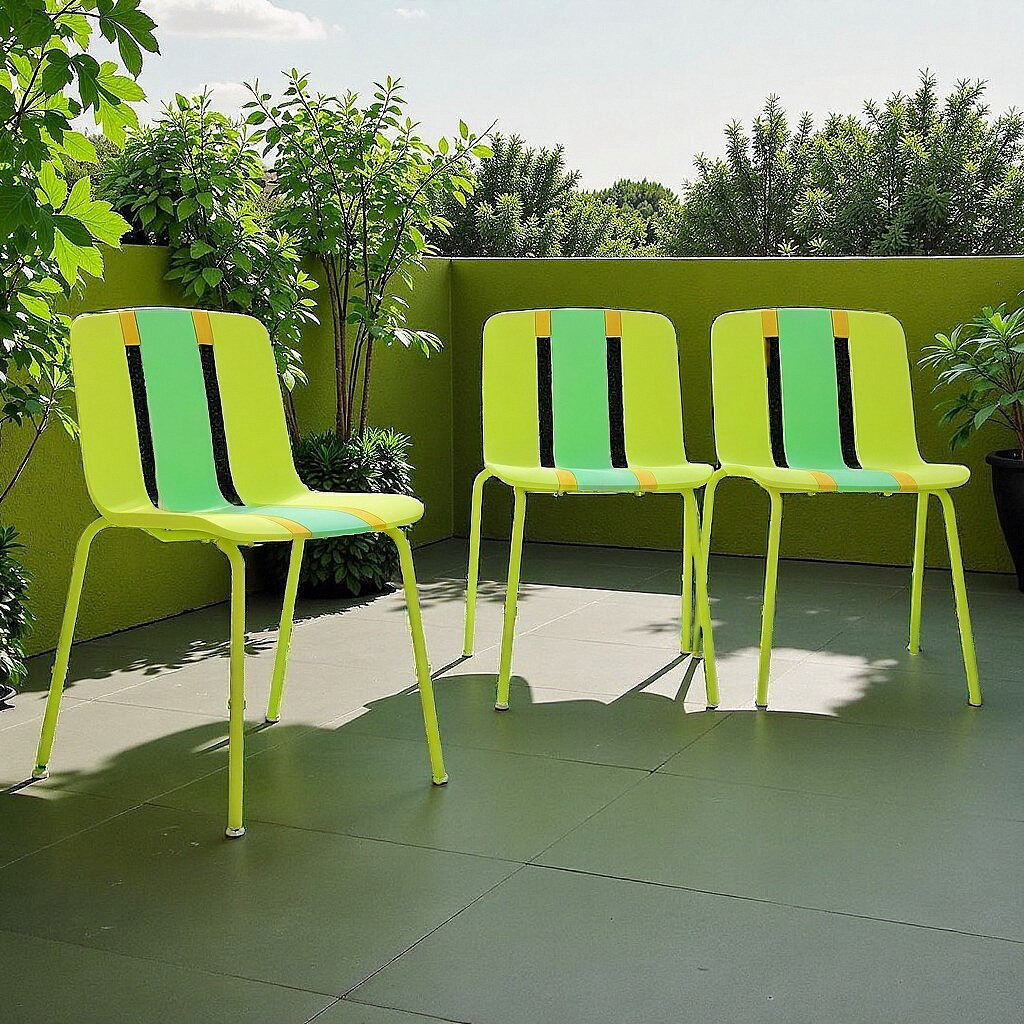 Highland Dunes 4-Pack Modern Striped Color Block Chairs - Ergonomic PP ...