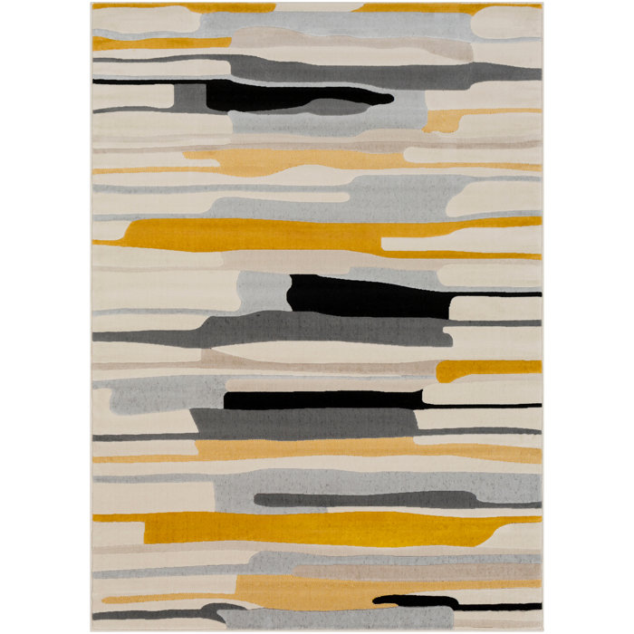 Wade Logan® Dimond Performance Mustard/Gray/Beige Rug & Reviews | Wayfair