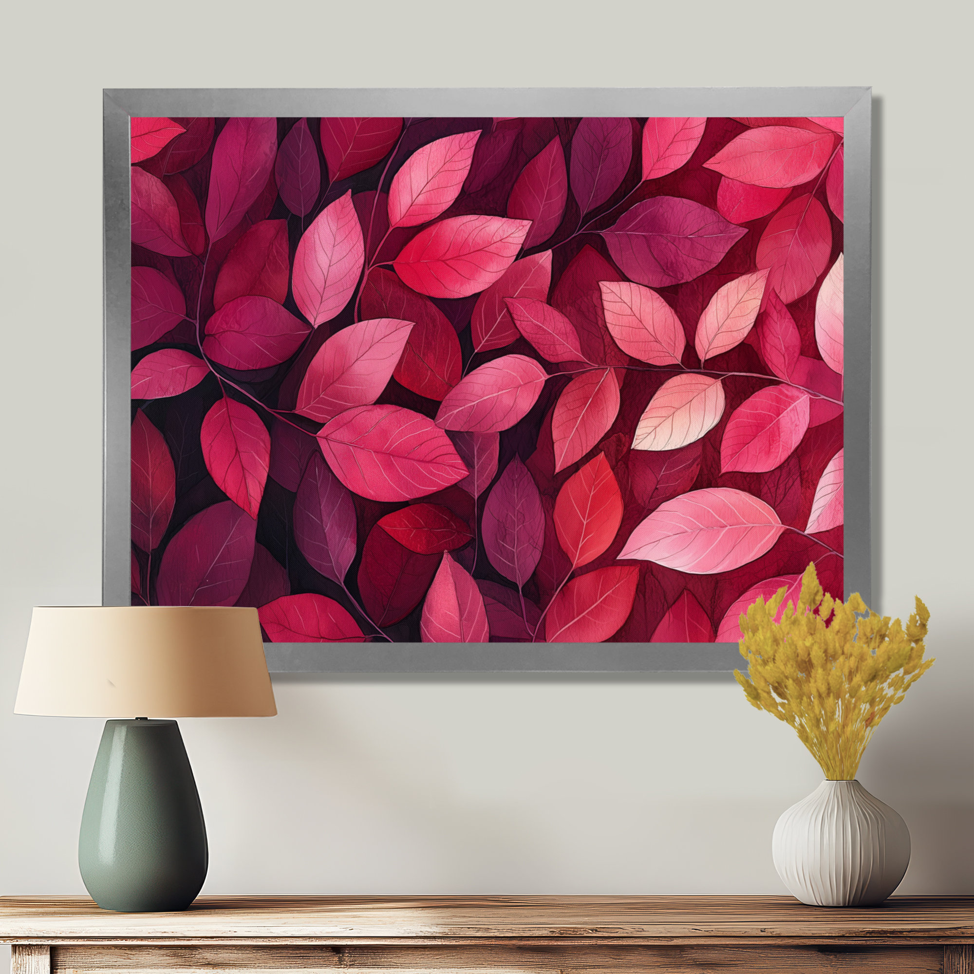 Lark Manor™ Jaceyon Crimson Leaves Dancing Rose I - leaves Wall Art for ...