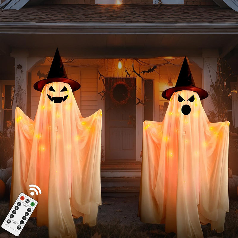 The Holiday Aisle® 2 Packs Large Light-Up Spooky Standing Ghost Decor ...