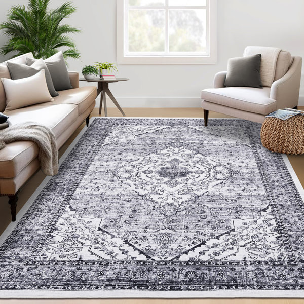 Bungalow Rose Bohemia Vintage Medallion Printed Area Rug Washable Non ...