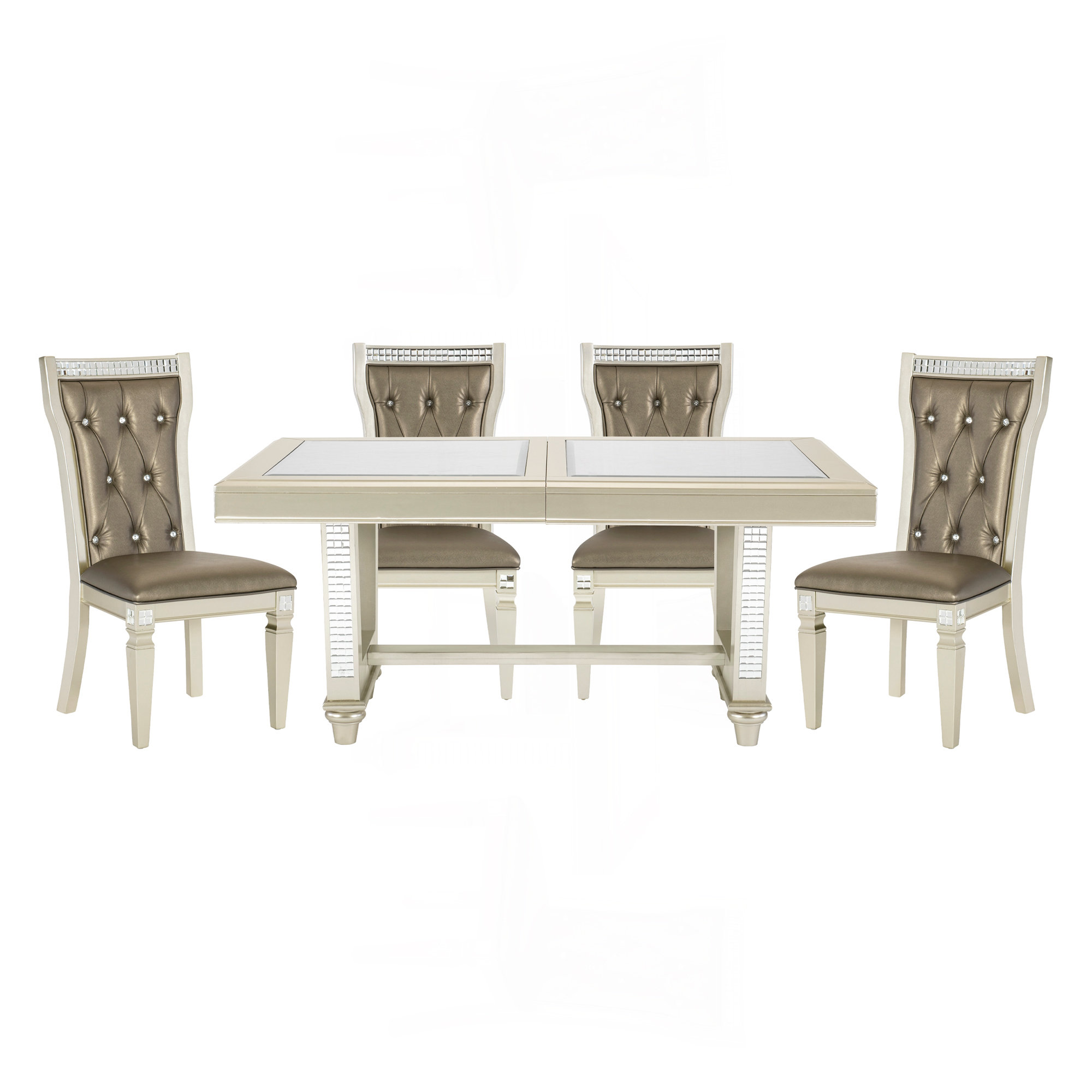 House of Hampton® Glamorous Style Dining Set Champagne Finish Table W ...