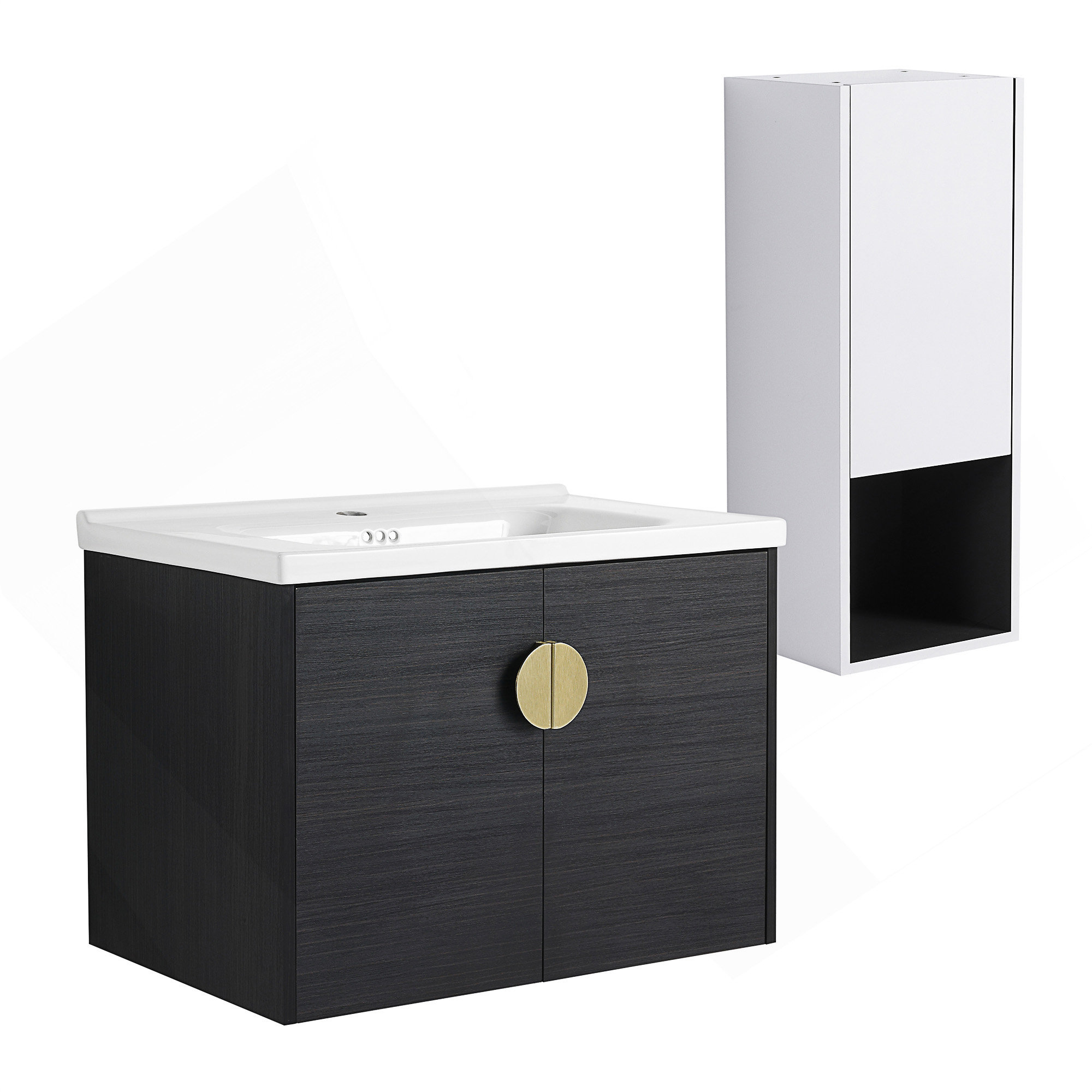 Hokku Designs 28" Wall-Mounted Bathroom Vanity With Ceramic Sink And ...