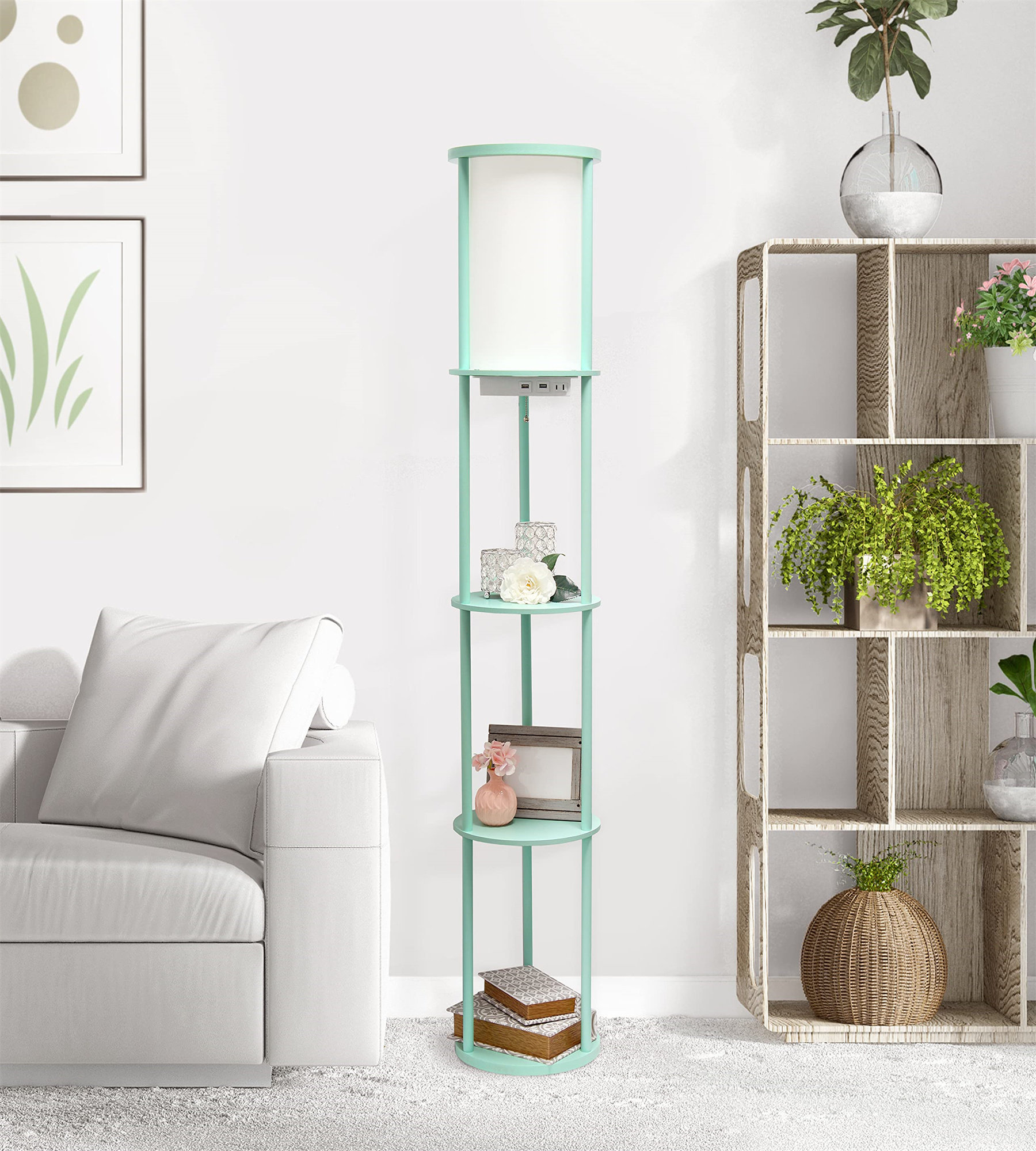 Ebern Designs Fairton Light Green LED Column | Wayfair