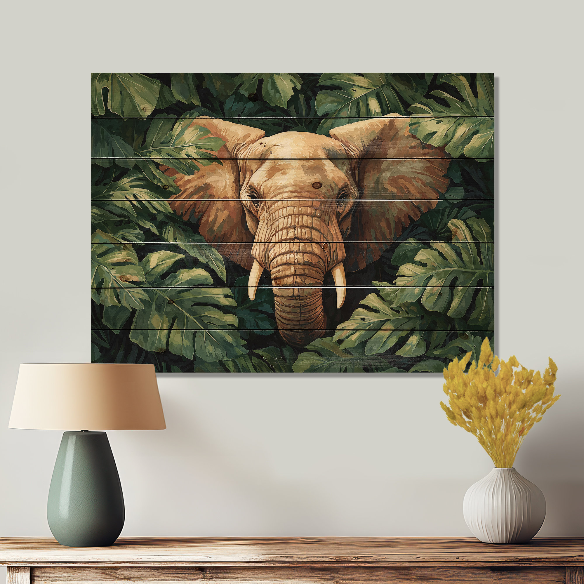 Ophelia & Co. Elephant Head In The Jungle II - Elephant Animal Wood ...
