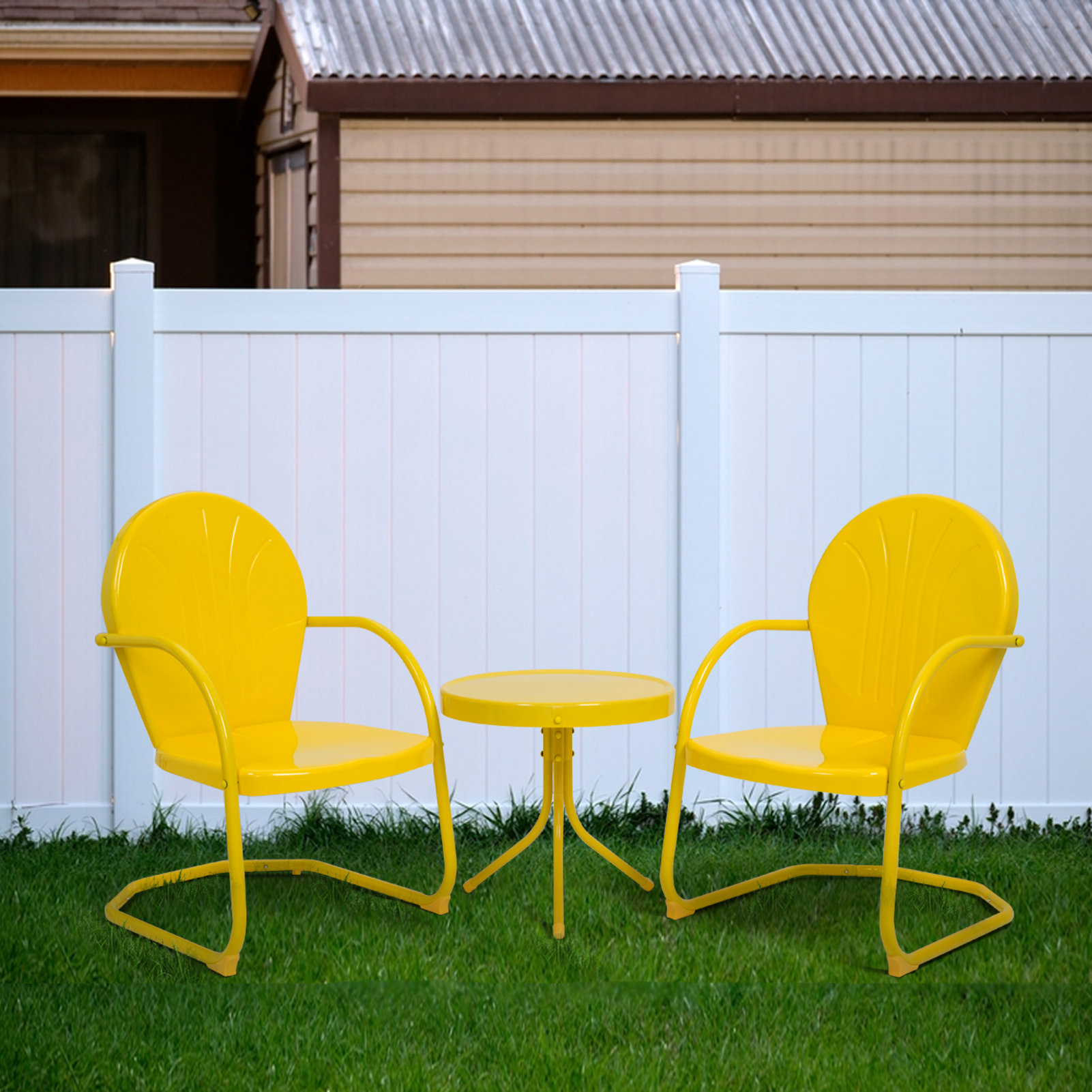 Wrought Studio™ Ellita Metal 2 - Person Seating Group & Reviews | Wayfair