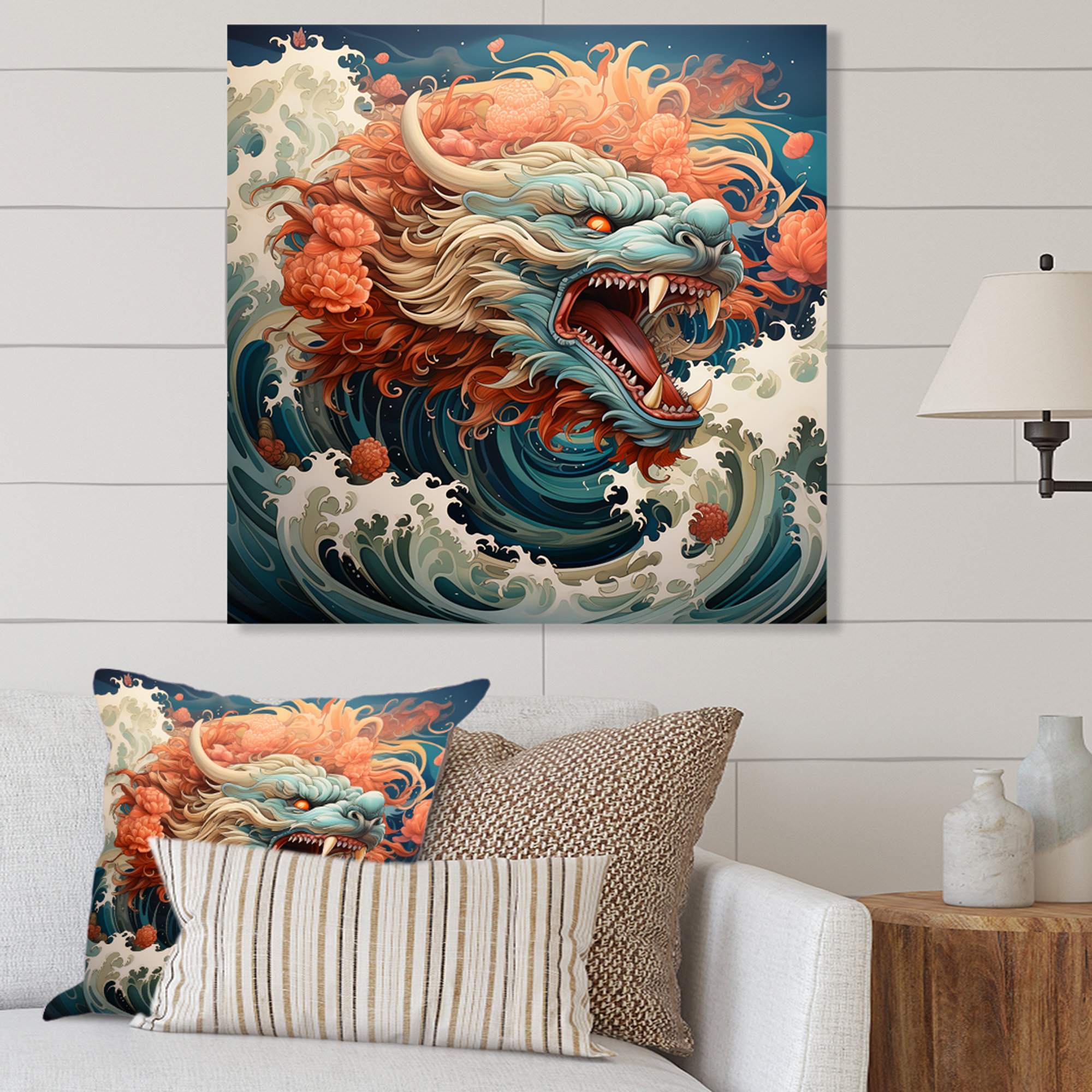 Lark Manor™ Japanese Dragon On The Wave Off Kanagawa III - Dragons ...