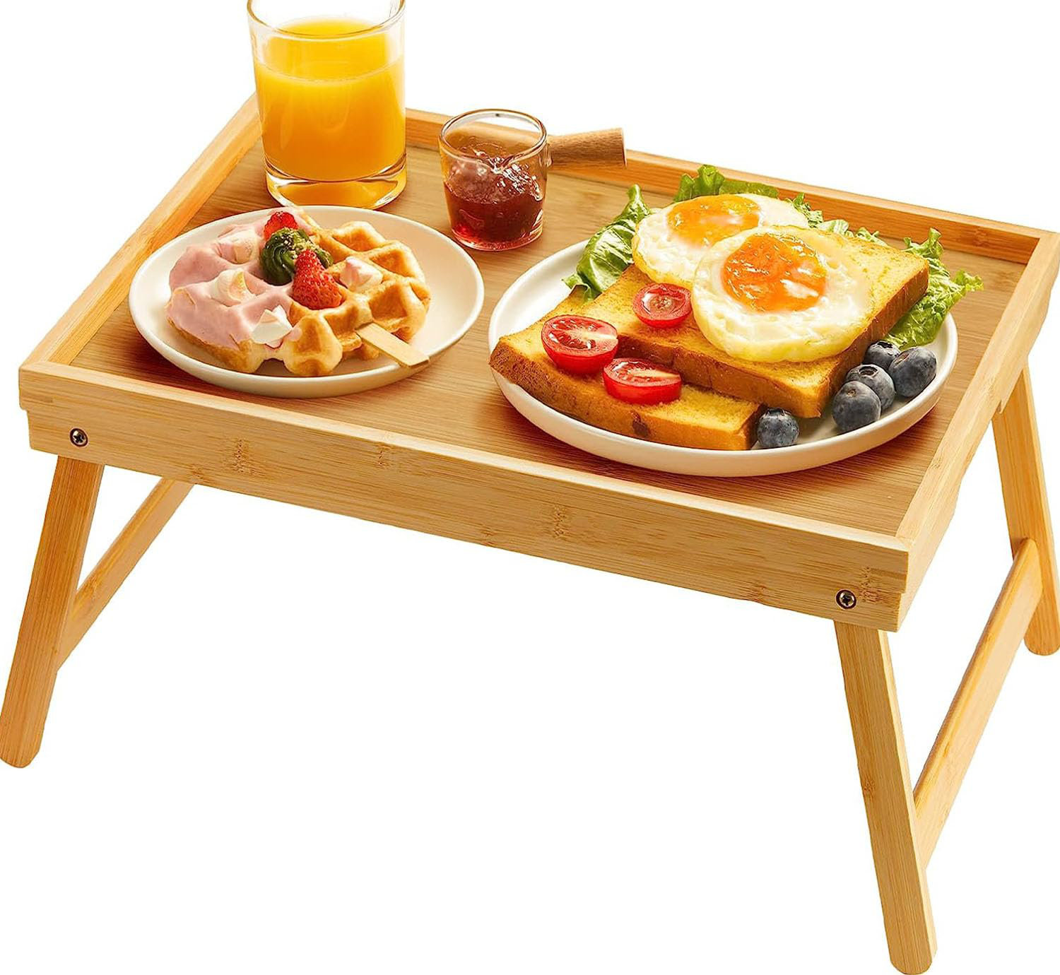 Red Barrel Studio® Bamboo Bed Breakfast Tray, Bed Trays For Eating With ...