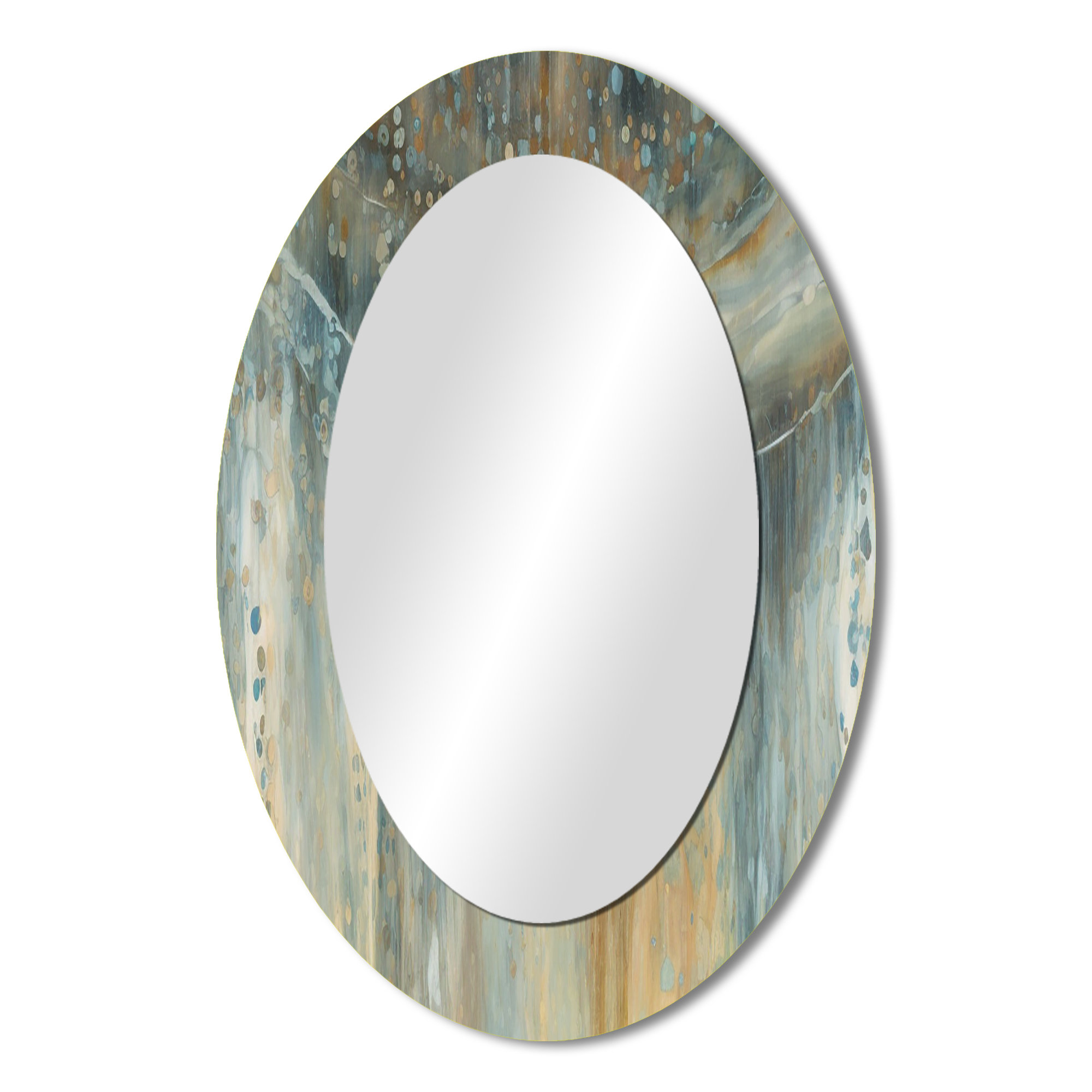 East Urban Home October Mist I - Gray Oval Wall Mirror Decor | Wayfair