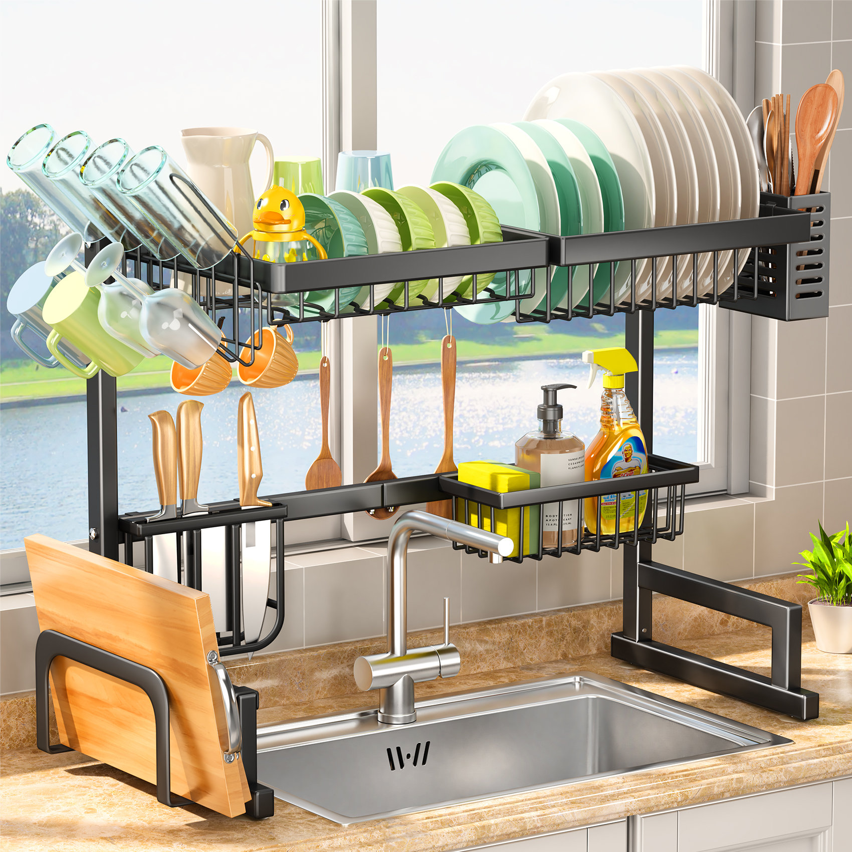 SAYZH Over Sink Metal Dish Rack & Reviews | Wayfair