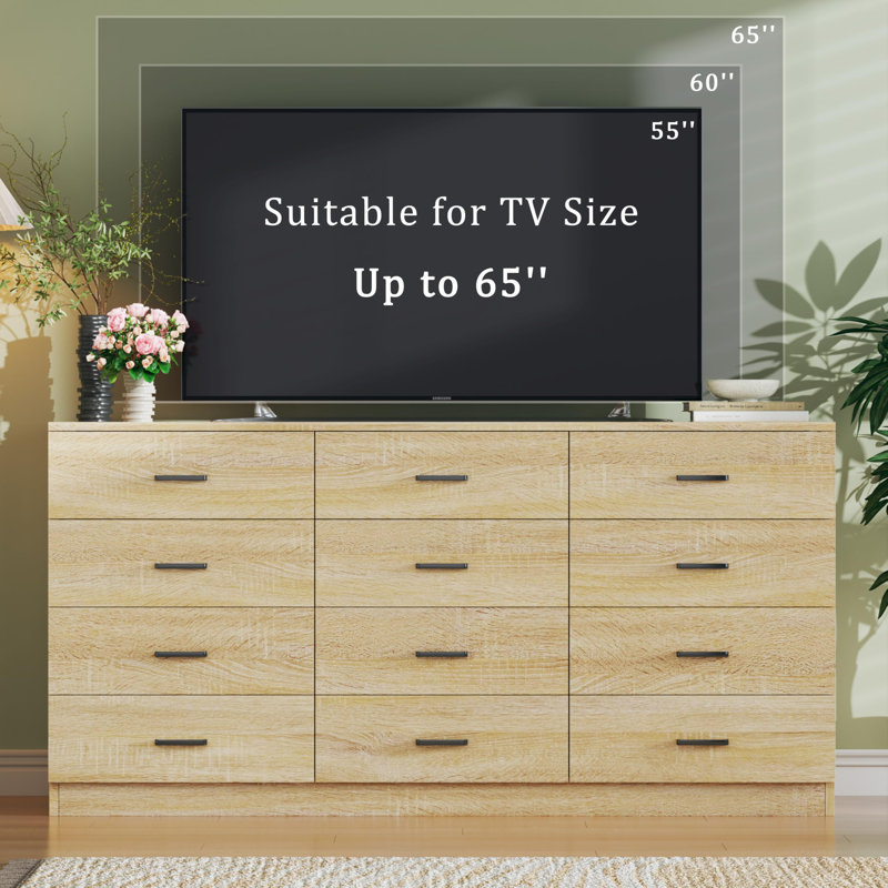 Ebern Designs 12-drawer Large Dresser 60" Wide Chest Of Drawers ...