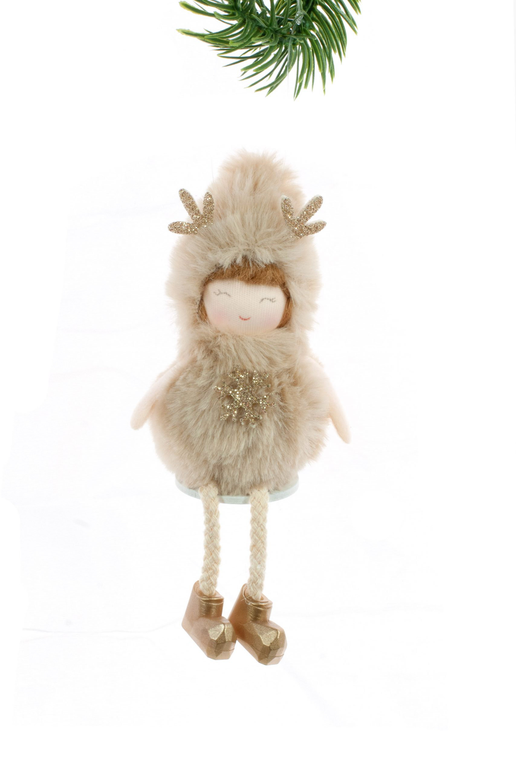 Starlight Collection Grey Hanging Fuzzy Girl Ornament (Pack Of 8) | Wayfair