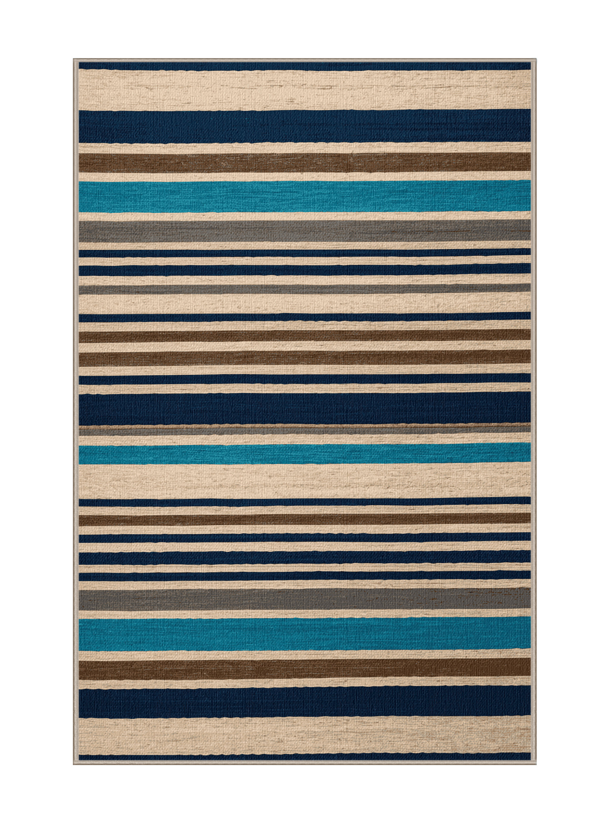 Rosecliff Heights Washable Ocean Blue Sand Striped Area Rug | Wayfair