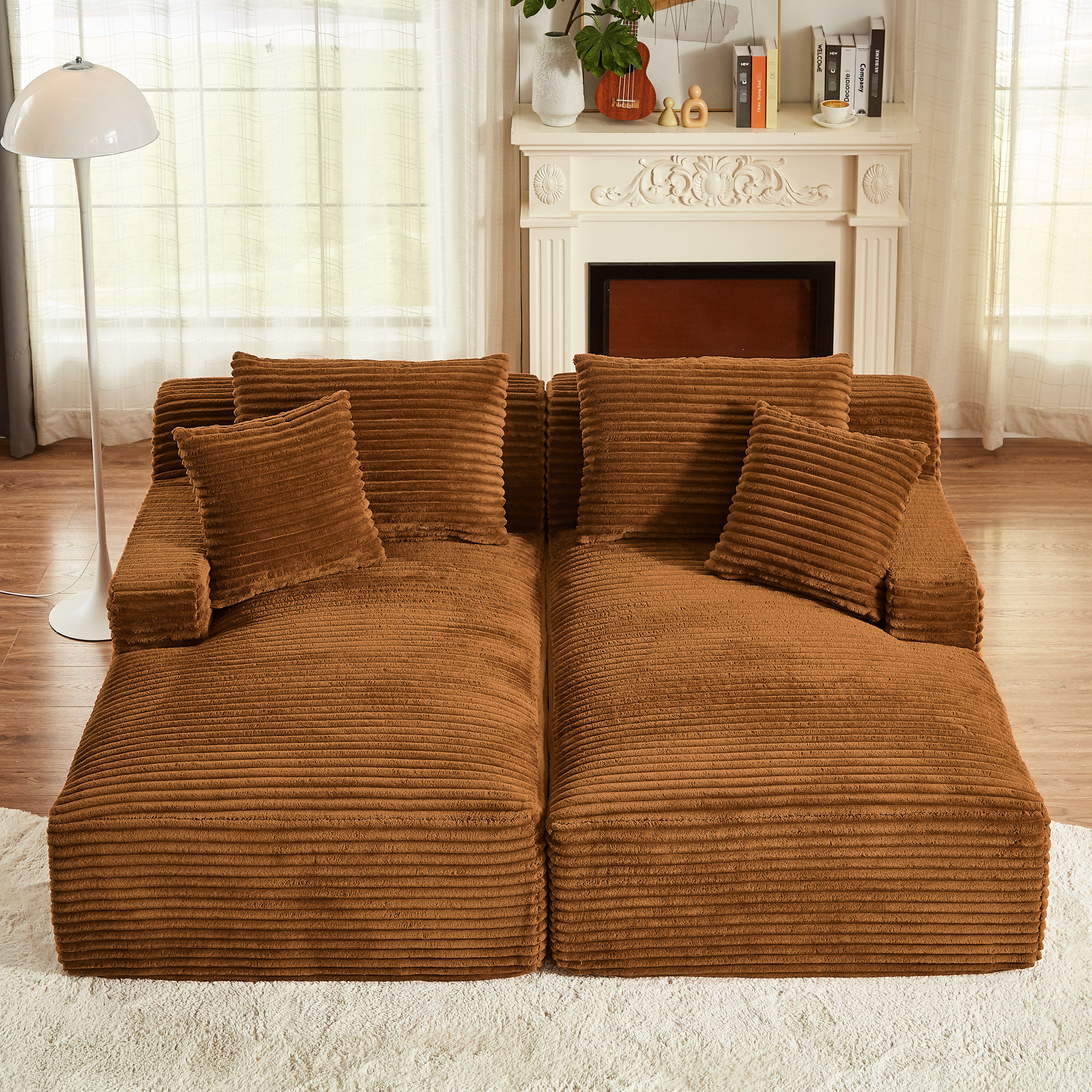 Latitude Run® Corduroy Double Chaise Lounge, 2 - Seat With High Density ...