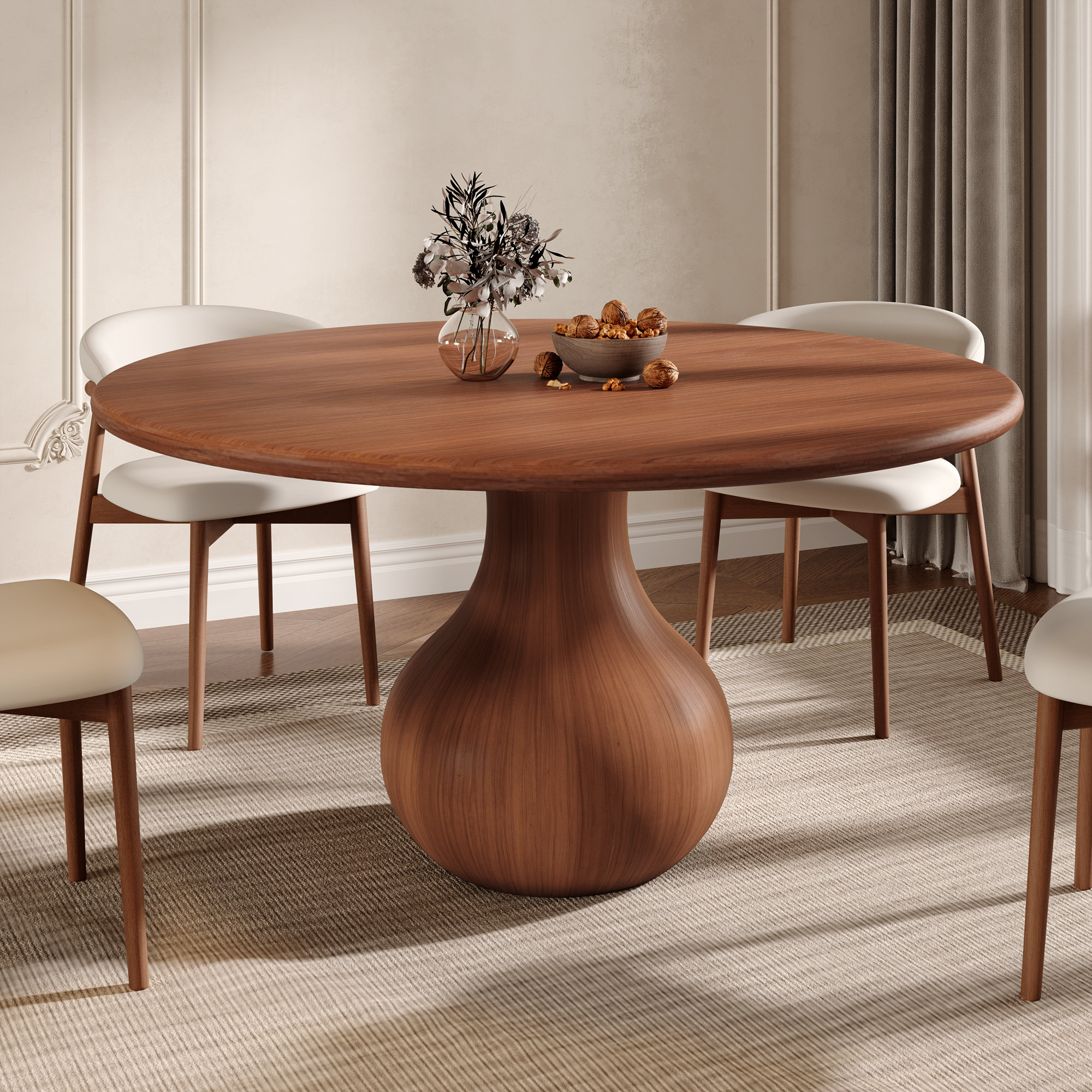 Loon Peak Space-Saving Round Solid Wood Dining Table For Kitchen ...