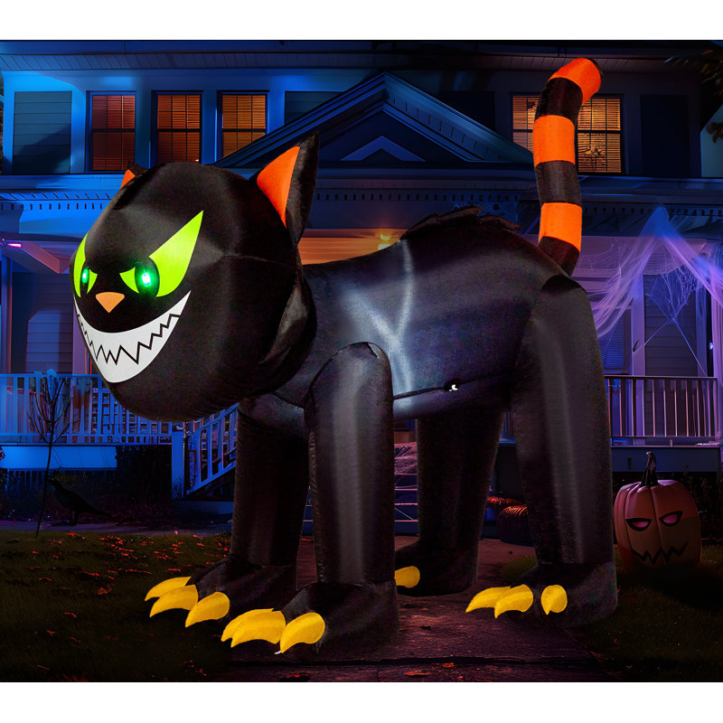 The Holiday Aisle® 7Ft Moving Cat Inflatable Halloween Decor | Wayfair