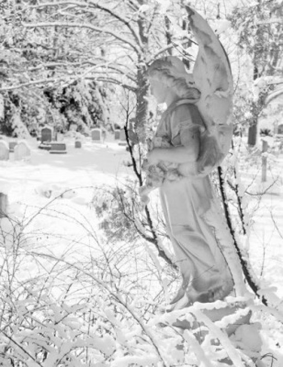 Red Barrel Studio Statue Of Angel In Snowy Park Poster Print (24 X 36 ...