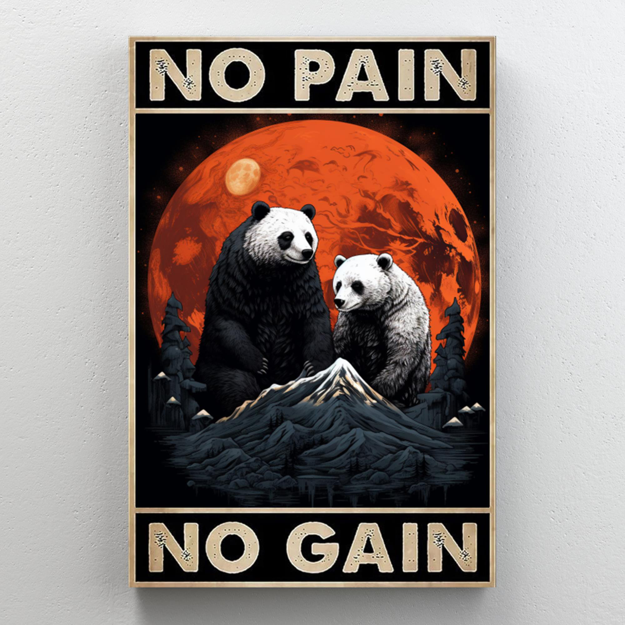Trinx Insiyah Bear No Pain No Gain On Canvas Graphic Art | Wayfair
