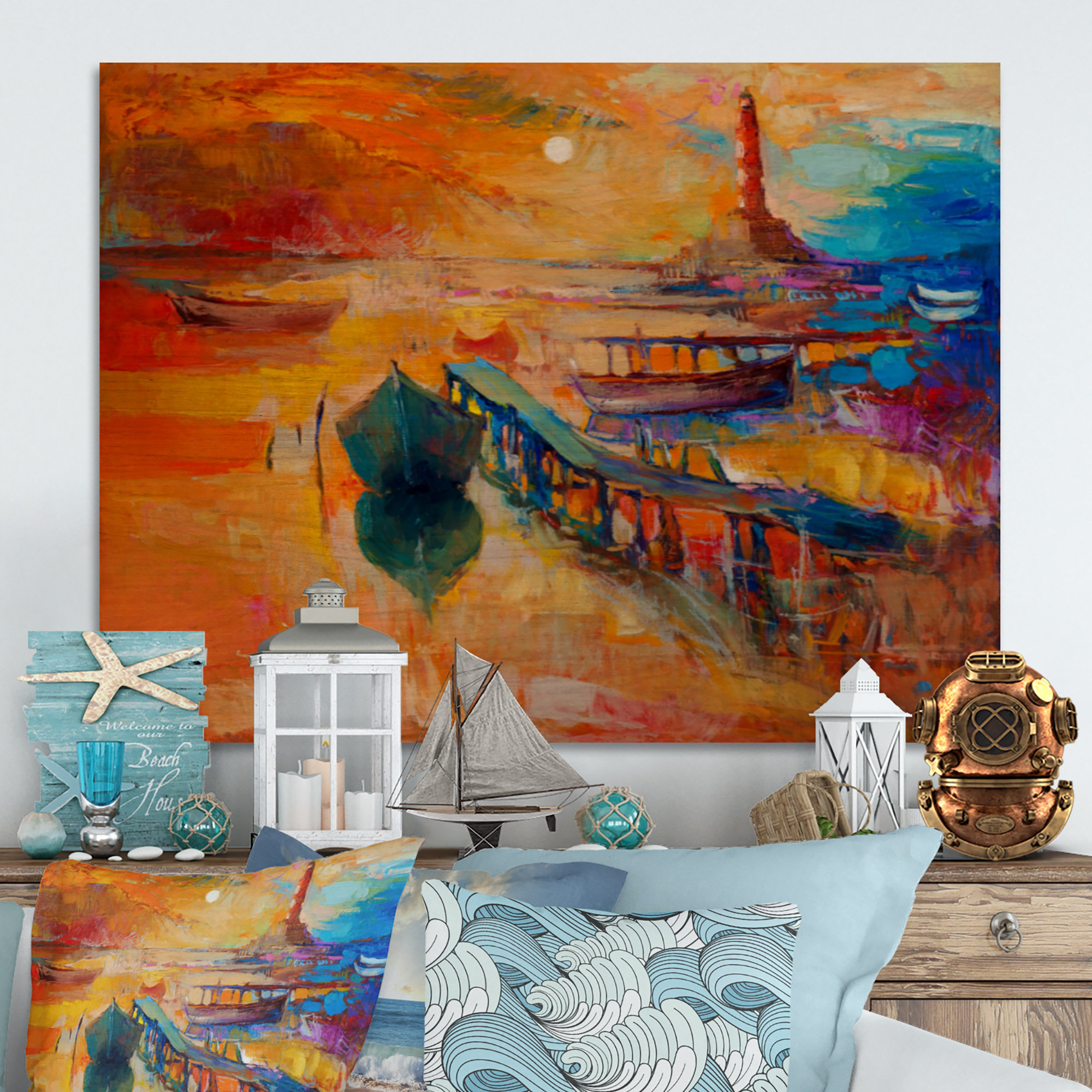 East Urban Home Boats Resting On The Water Near Coastal Town III ...