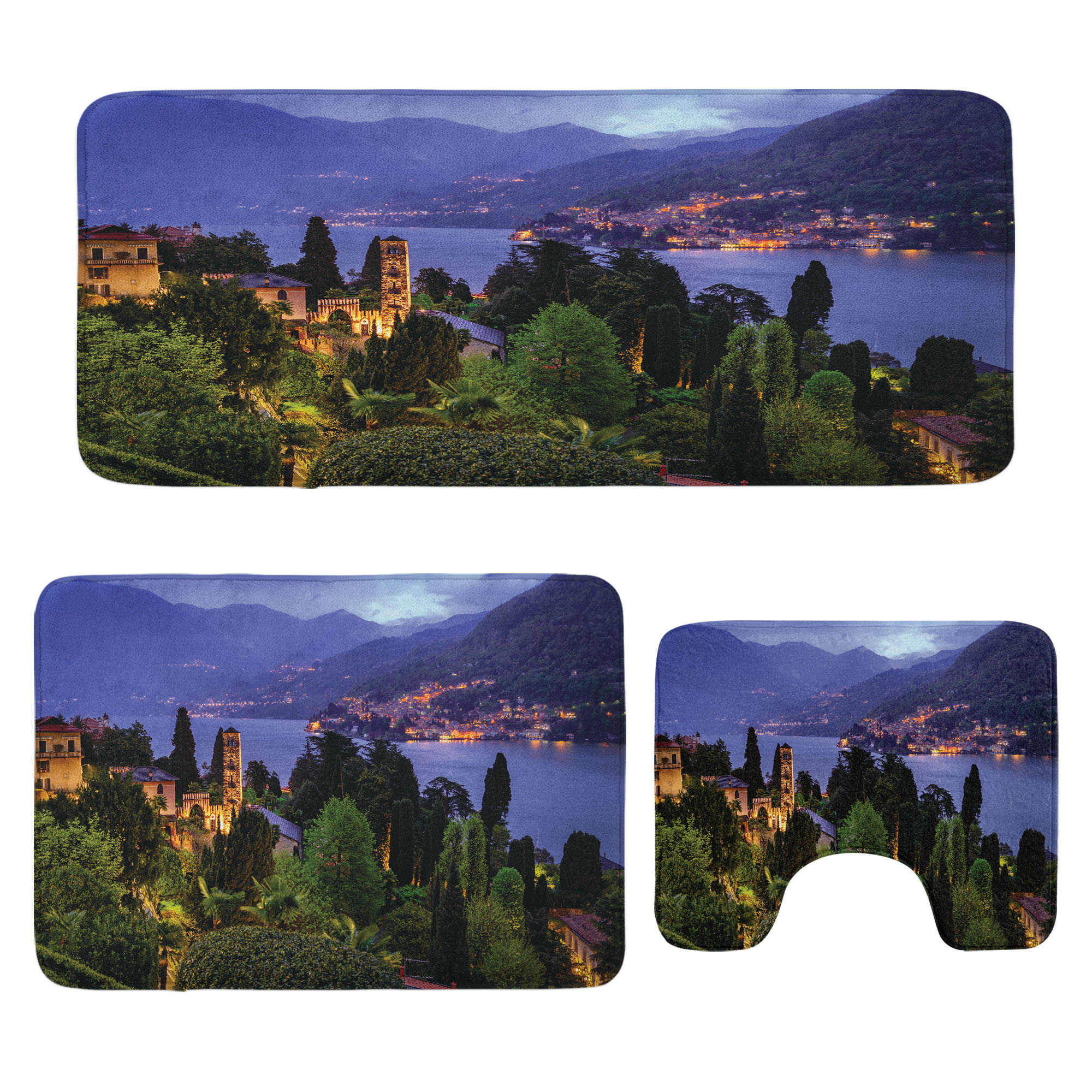 East Urban Home Italian Bathroom Rug Set 3 Pieces U-Shape & Rectangle ...