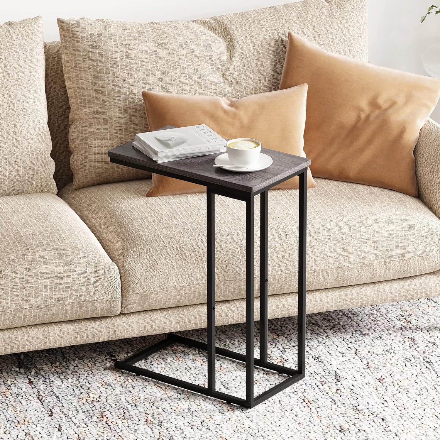 17 Stories C Shaped End Table, Slim Couch Side Tables , Skinny Snack ...