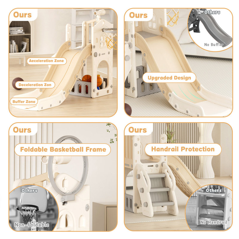 GLAF 5 In 1 Toddler Slide, Kids Climber Slide Indoor Outdoor Playset ...