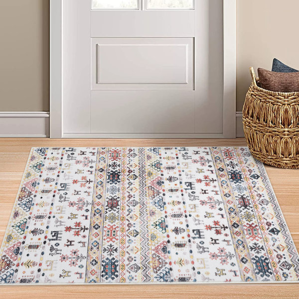 Bungalow Rose Ottice Polyester Yellow White Rug | Wayfair