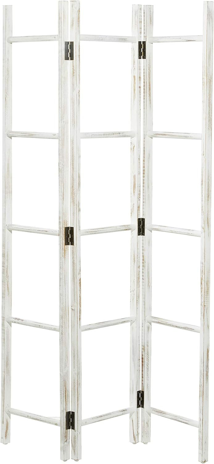 Gracie Oaks Wood Partition Ladder Ladder 15 Rack Privacy Screen With 3 ...