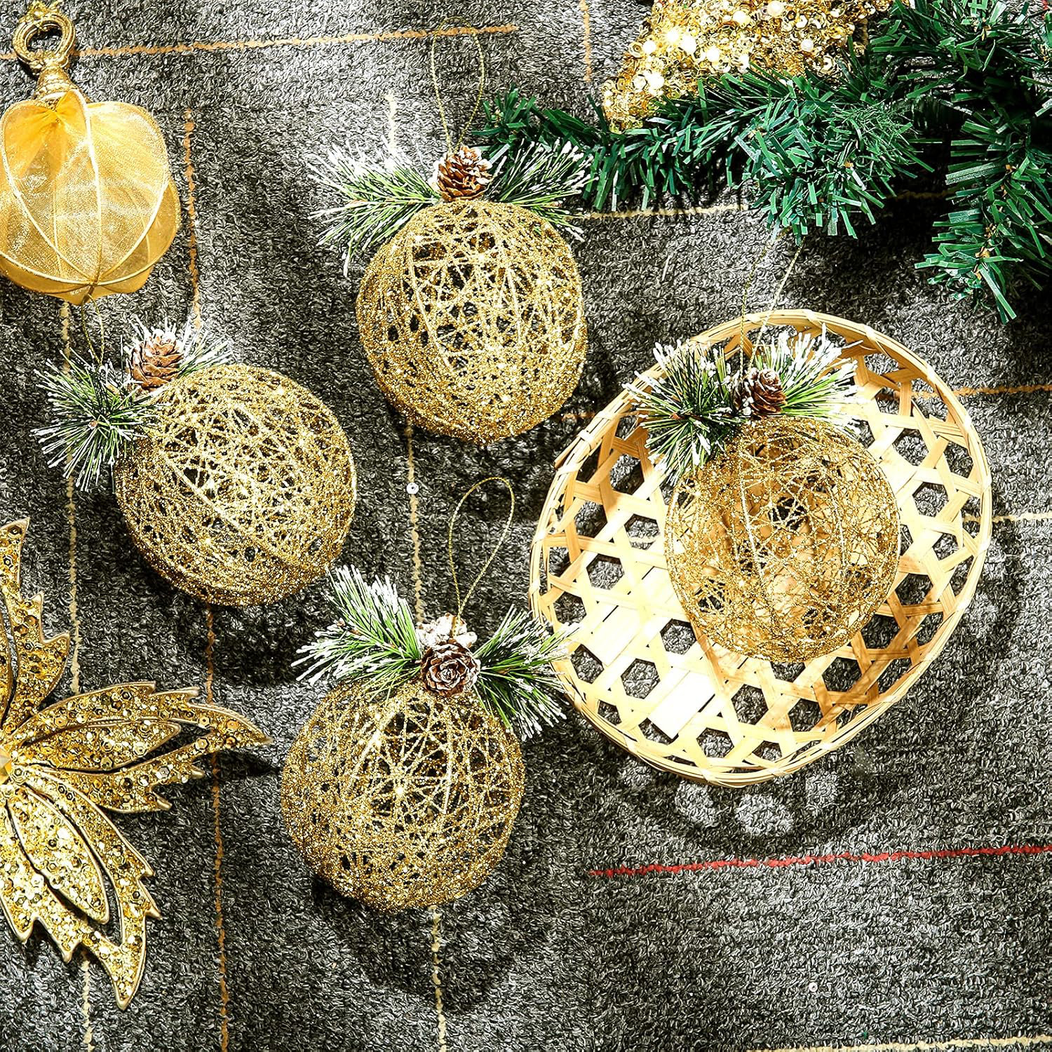 LUCULY Pinecone Thread String Christmas Tree Ornament Xmas Trees ...