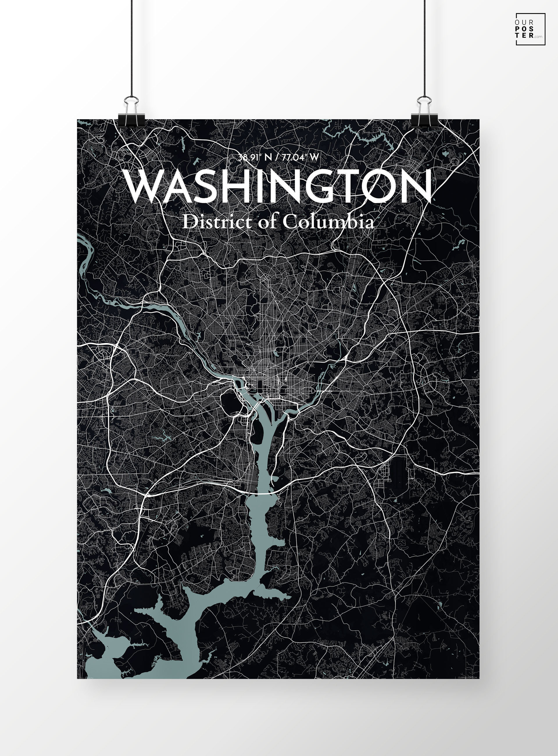 OurPoster.com 'Washington DC City Map' Graphic Art Print Poster in ...