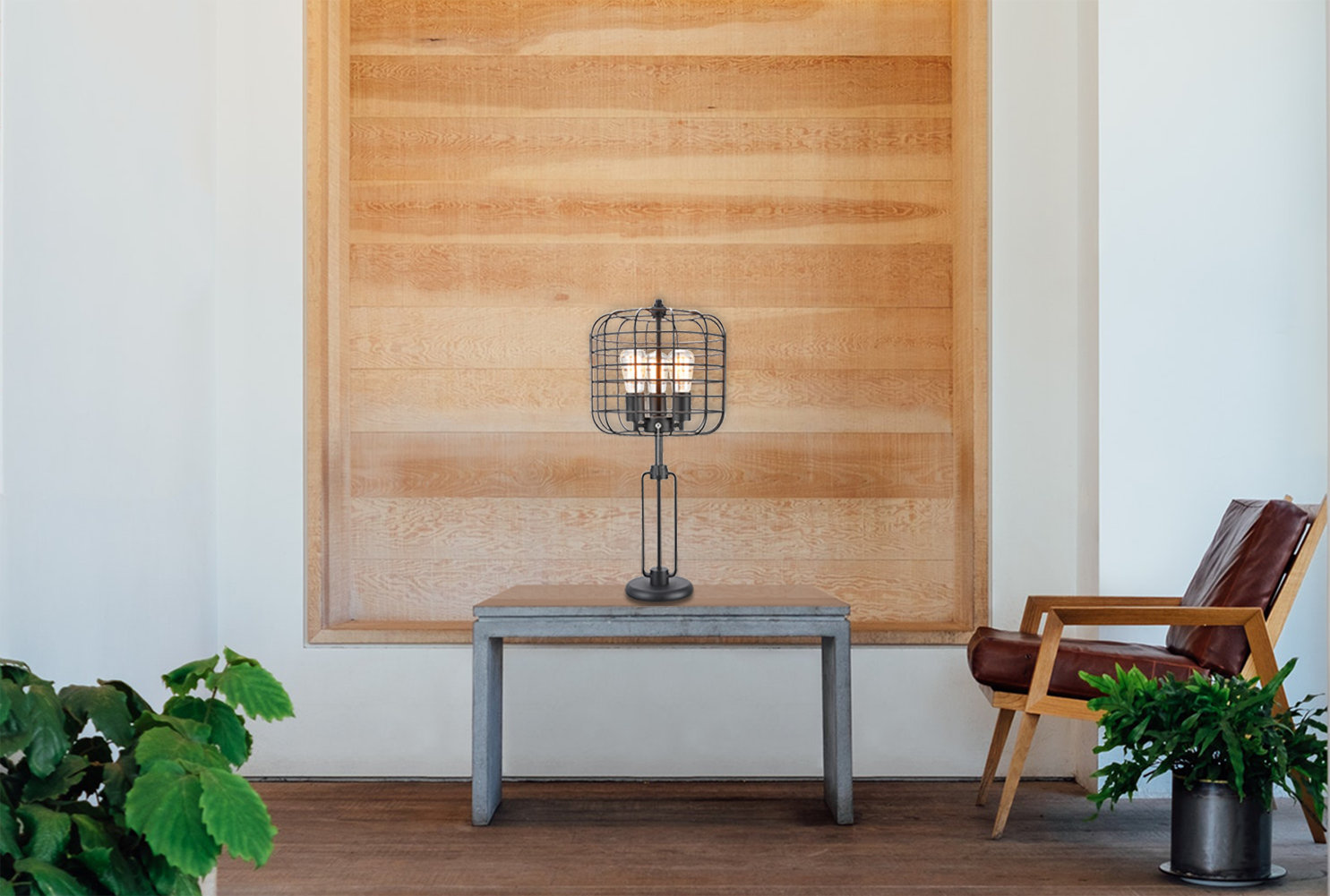 17 Stories 26"H Black Industrial Wire Cage Table Lamp W/ Edison Bulb ...